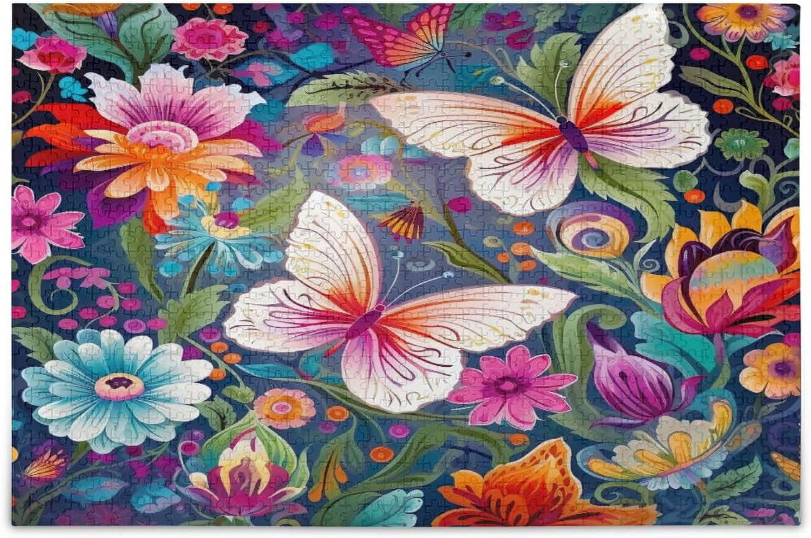 FREEAMG Colorful Butterflies 500 Piece Large Jigsaw Puzzle for Adults ...