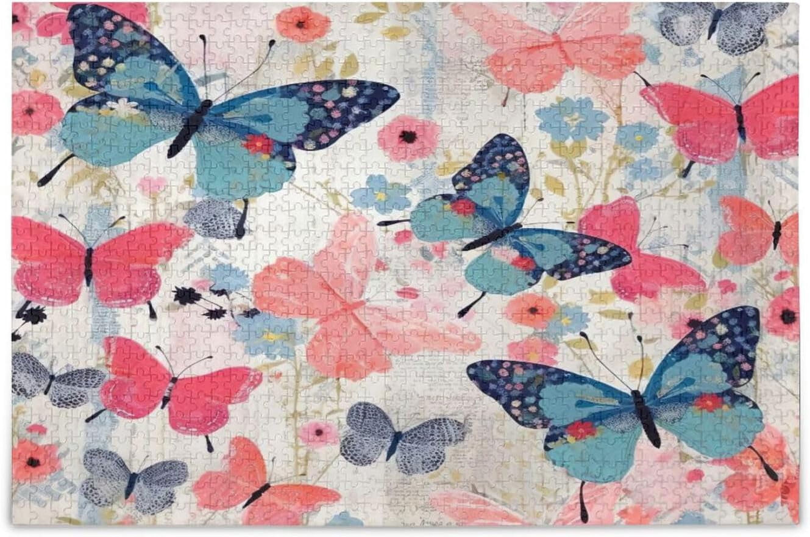 FREEAMG Colorful Butterflies Puzzle 1000 Pieces - Wooden Jigsaw Puzzles ...
