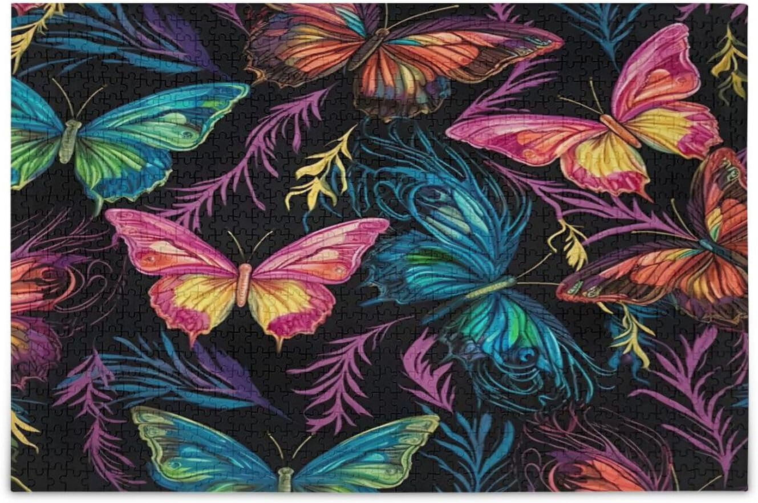 FREEAMG Colorful Butterflies Puzzle 1000 Pieces - Wooden Jigsaw Puzzles ...