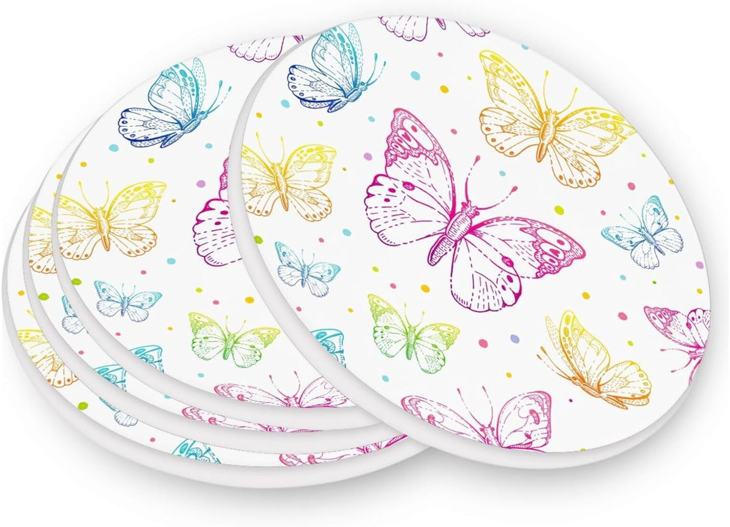 FREEAMG Colorful Butterfly Coasters for Drinks Set of 4, Absorbent ...