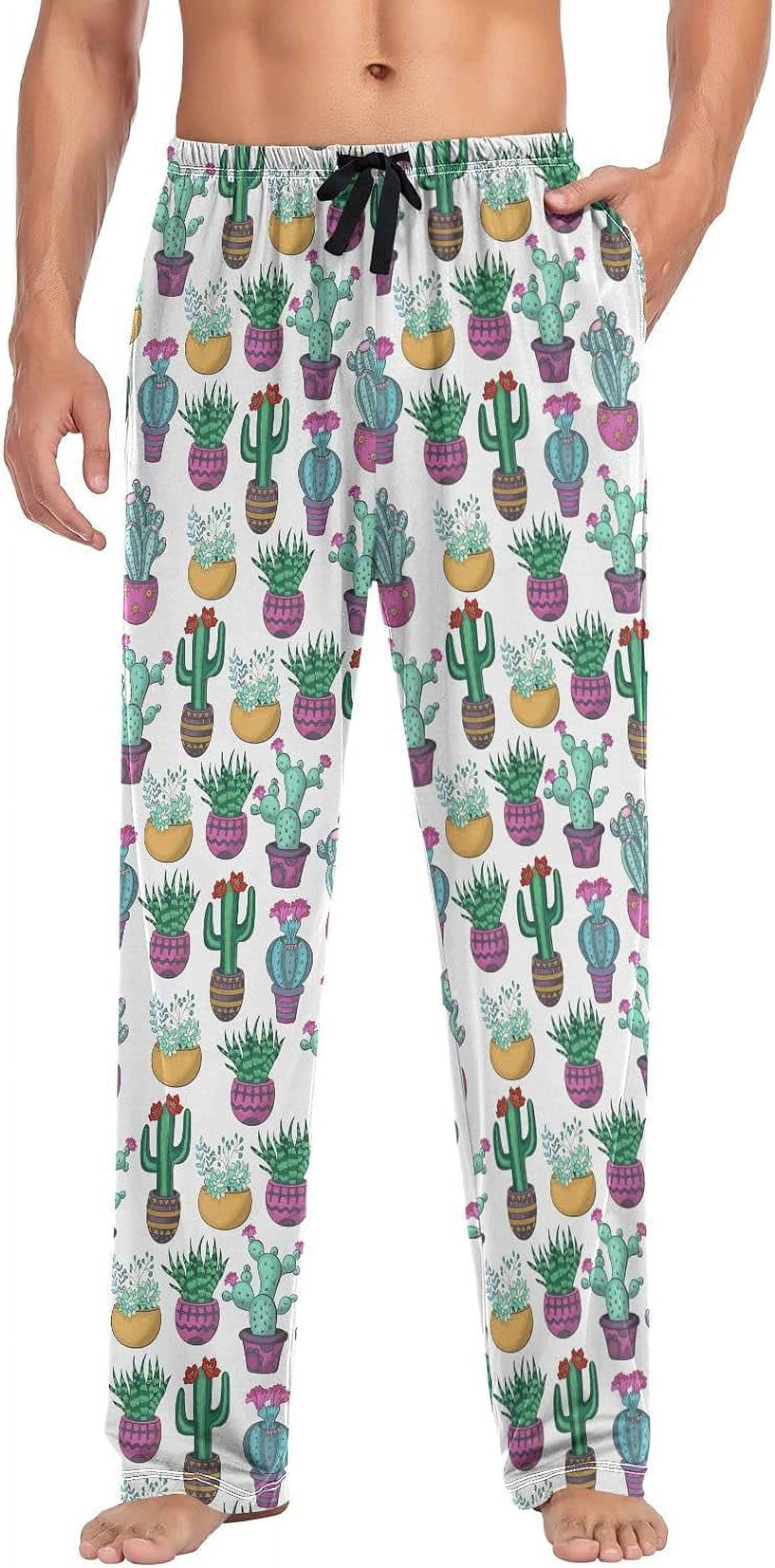 FREEAMG Colorful Cactus Pajama Pants for Men, Men's Separate Bottoms ...