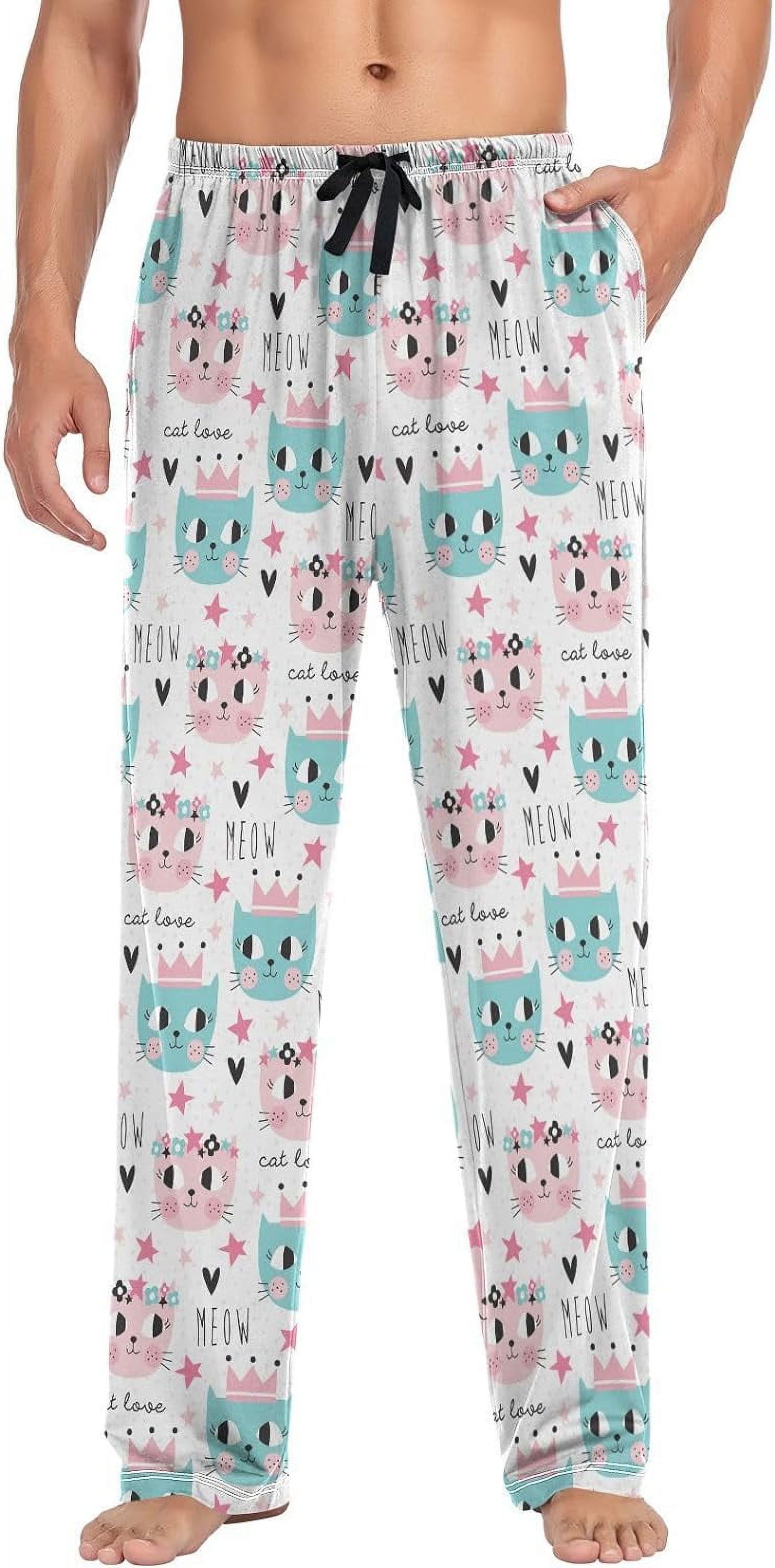 FREEAMG Colorful Cat Pajama Pants for Men, Men's Separate Bottoms, Pure ...