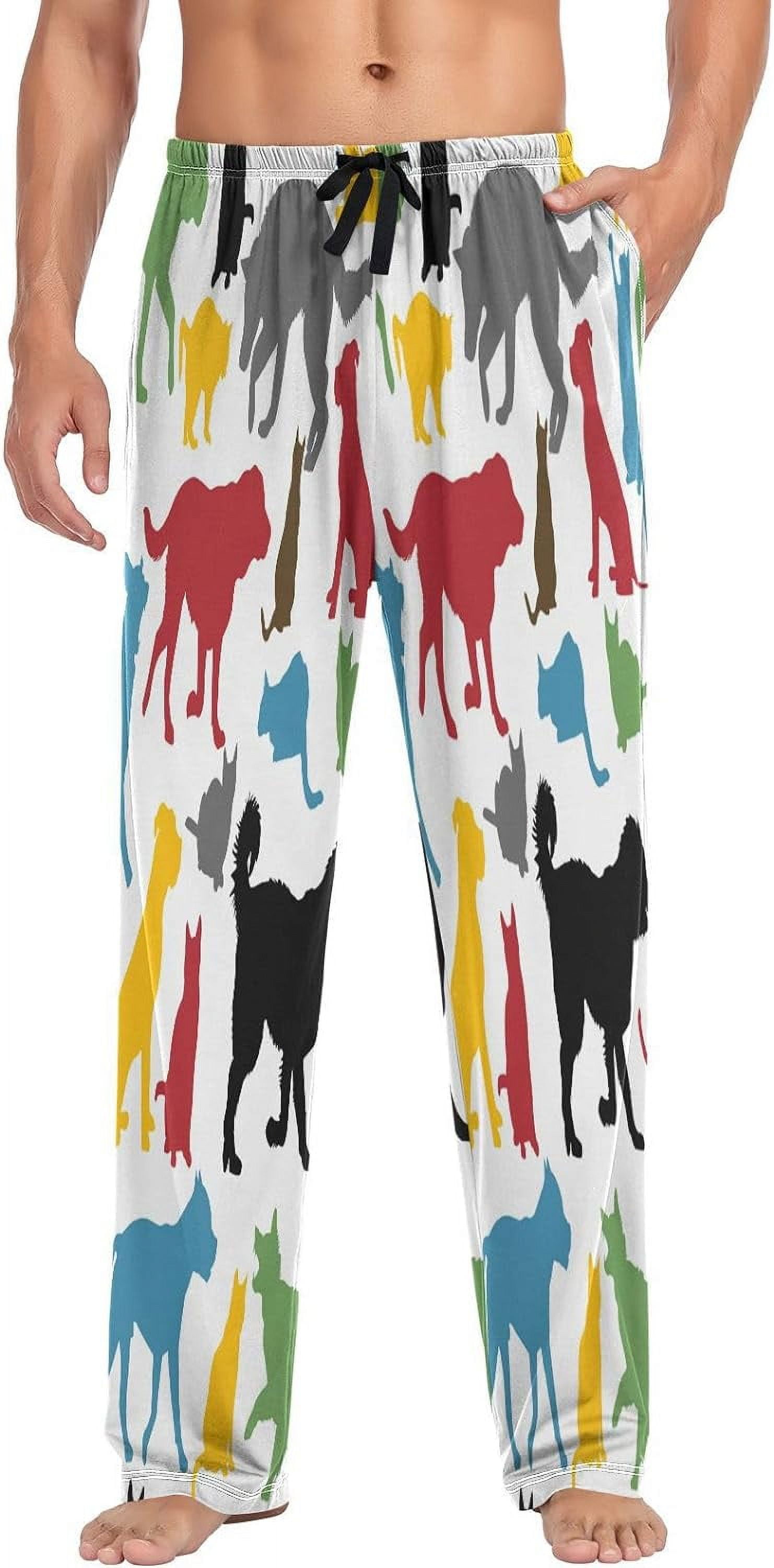 FREEAMG Colorful Cats and Dogs Pajama Pants for Men, Men's Separate ...