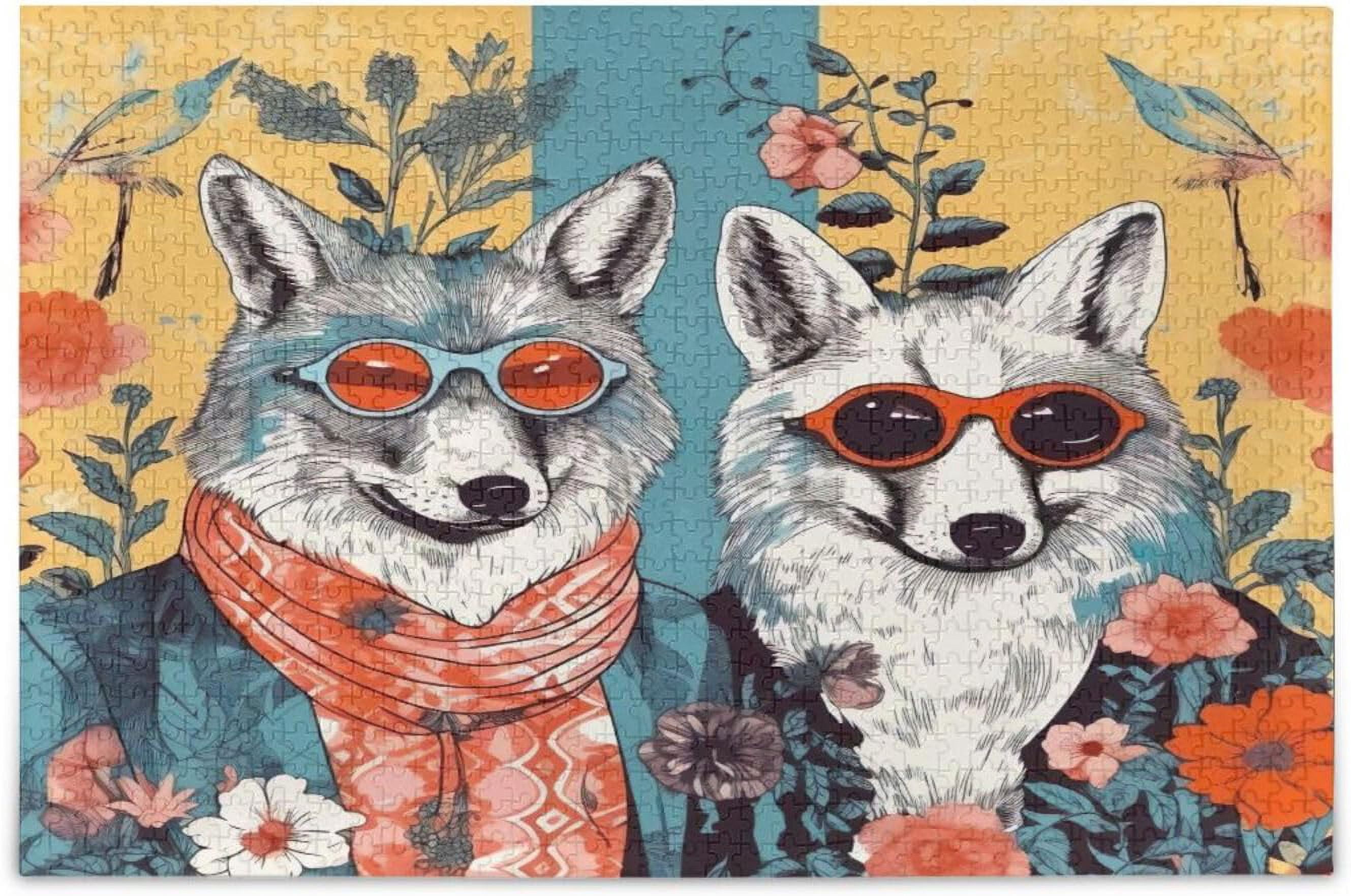 FREEAMG Colorful Cool Wolves Puzzle 1000 Pieces - Wooden Jigsaw Puzzles ...