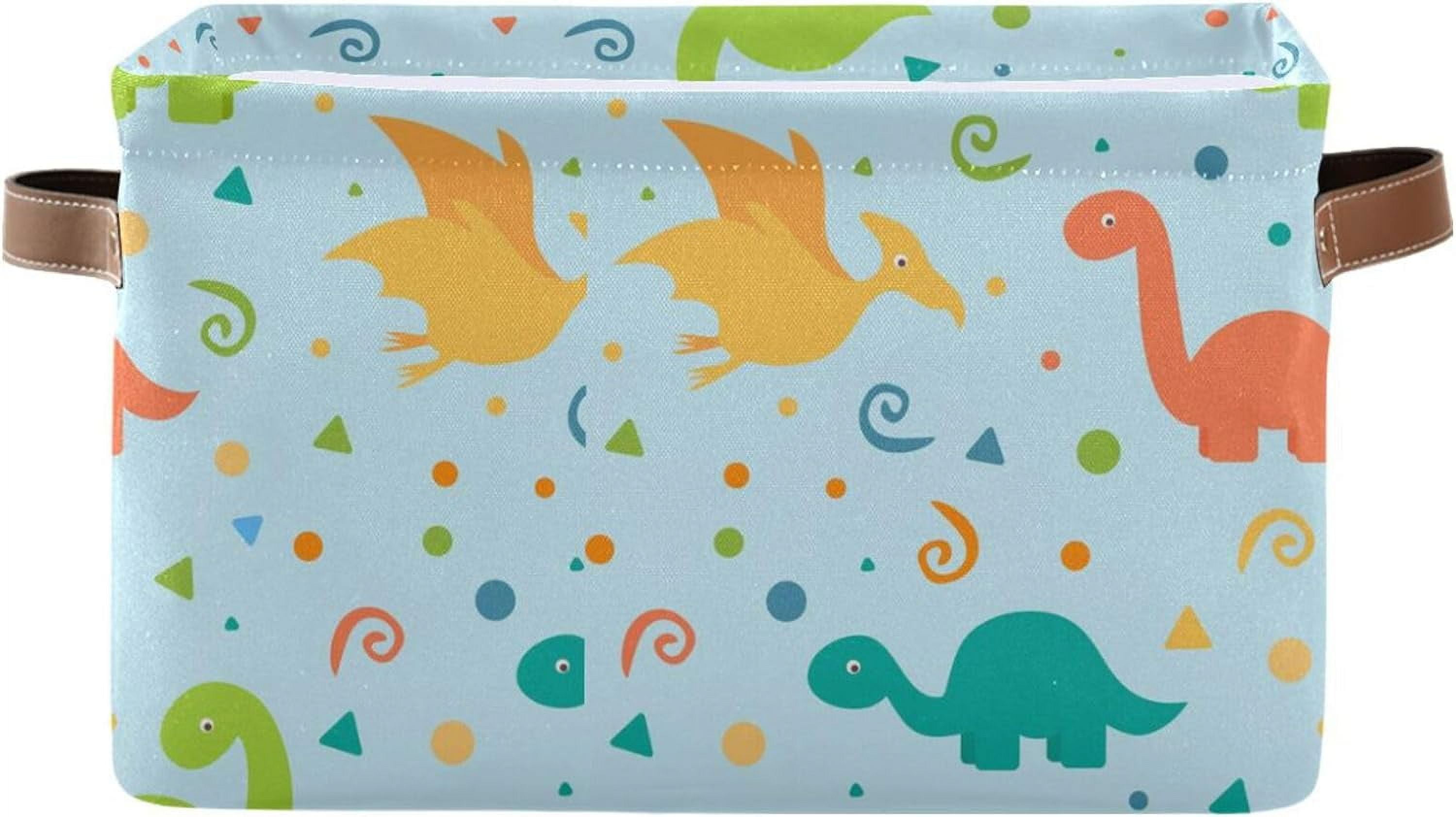 FREEAMG Colorful Dinosaur Storage Basket, Durable Canvas Organizer With ...