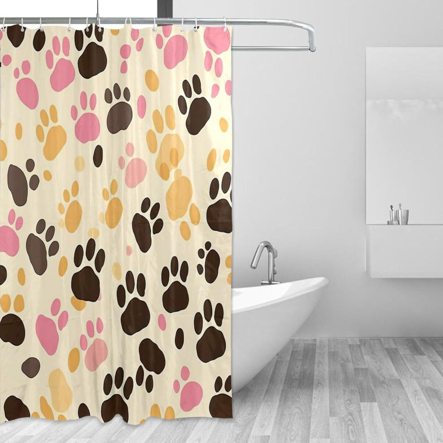 FREEAMG Colorful Dog Paws Shower Curtain Waterproof Washable Shower ...