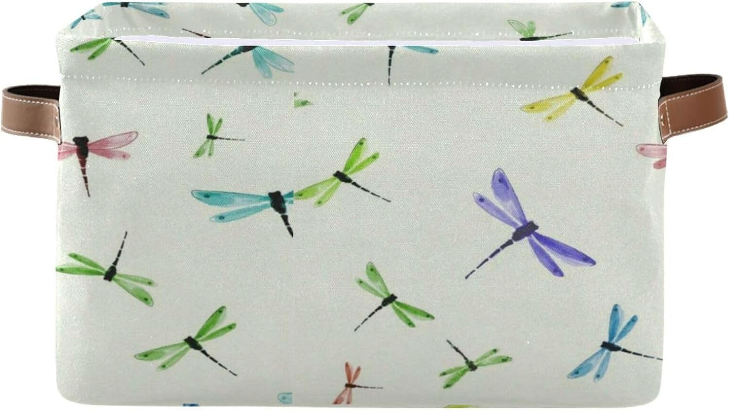 FREEAMG Colorful Dragonfly Storage Basket, Durable Canvas Organizer ...