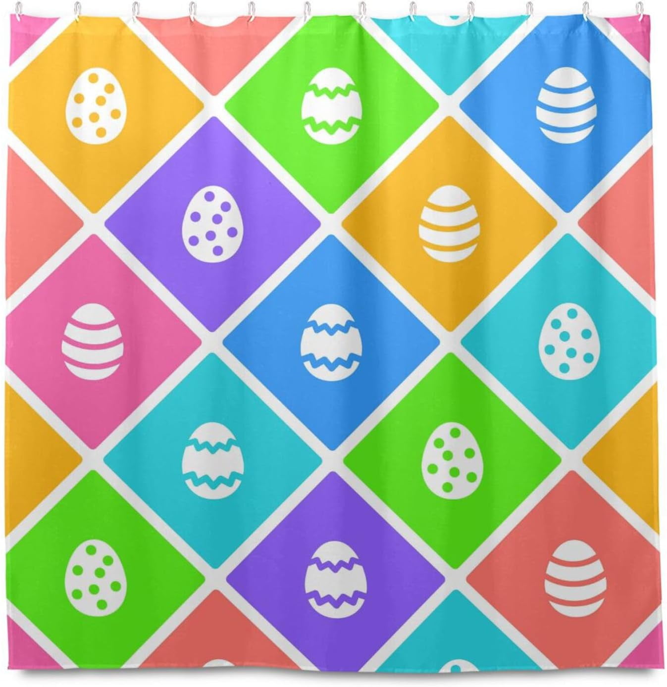 FREEAMG Colorful Easter Eggs Shower Curtain - 72x72 Inch Waterproof ...
