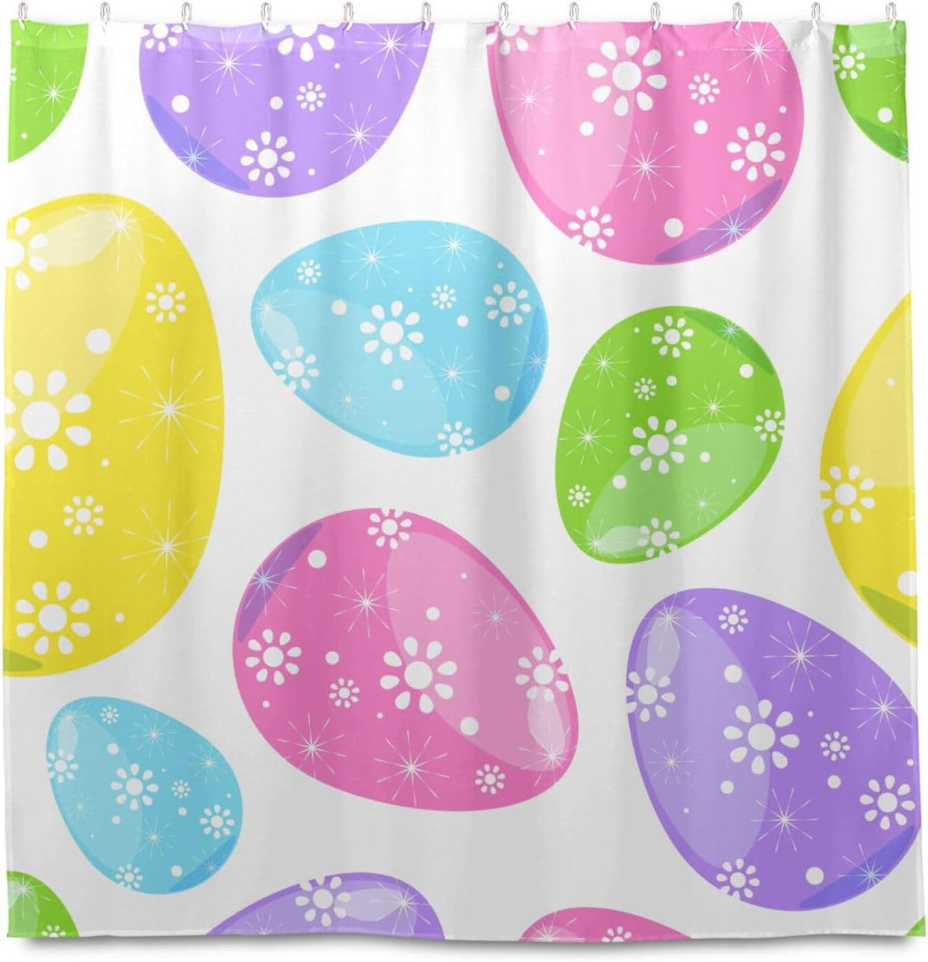 FREEAMG Colorful Easter Eggs Shower Curtain - 72x72 Inch Waterproof ...