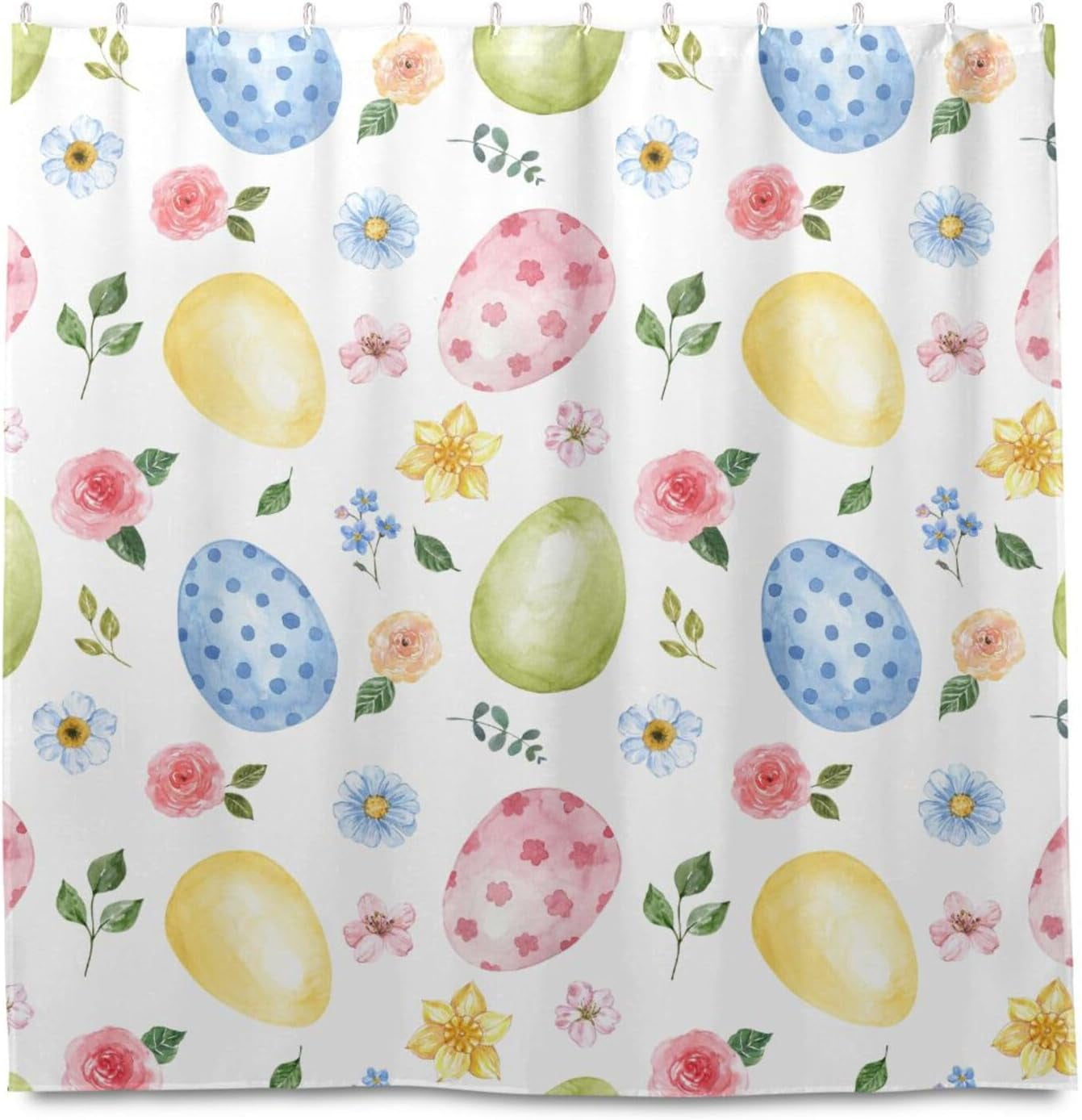 FREEAMG Colorful Easter Eggs Shower Curtain - 72x72 Inch Waterproof ...