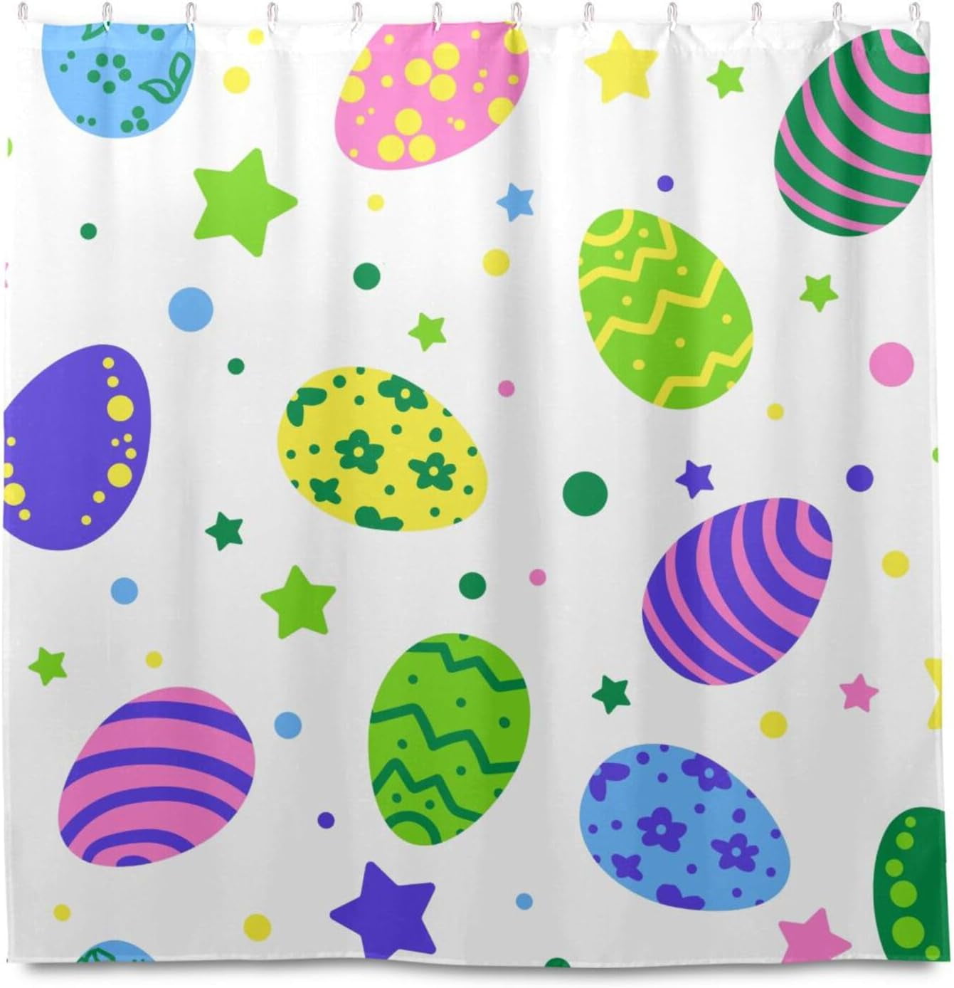 FREEAMG Colorful Easter Eggs Shower Curtain - 72x72 Inch Waterproof ...
