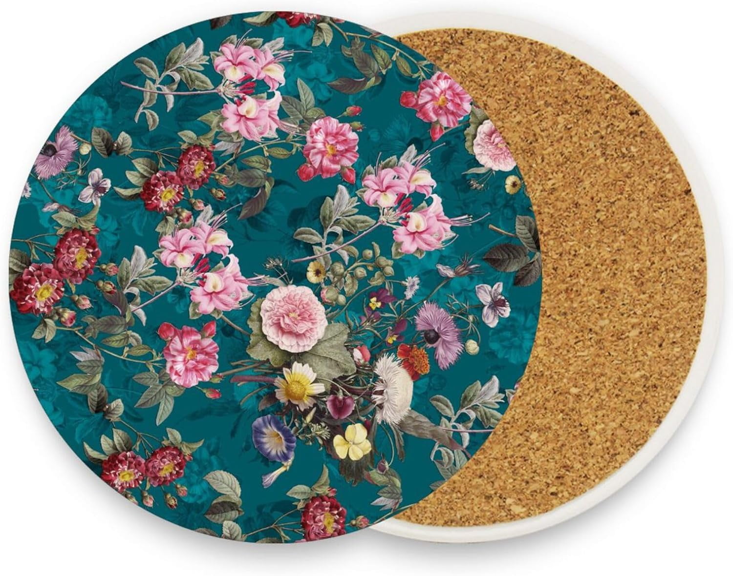 FREEAMG Colorful Flowers Coasters for Drinks Set of 2, Absorbent ...