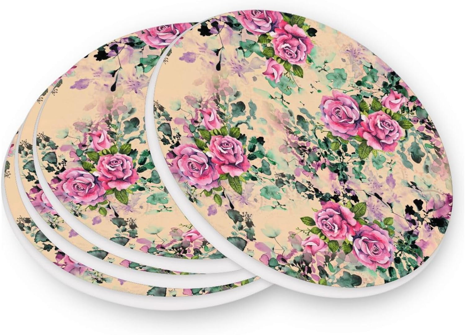 FREEAMG Colorful Flowers Coasters for Drinks Set of 4, Absorbent ...