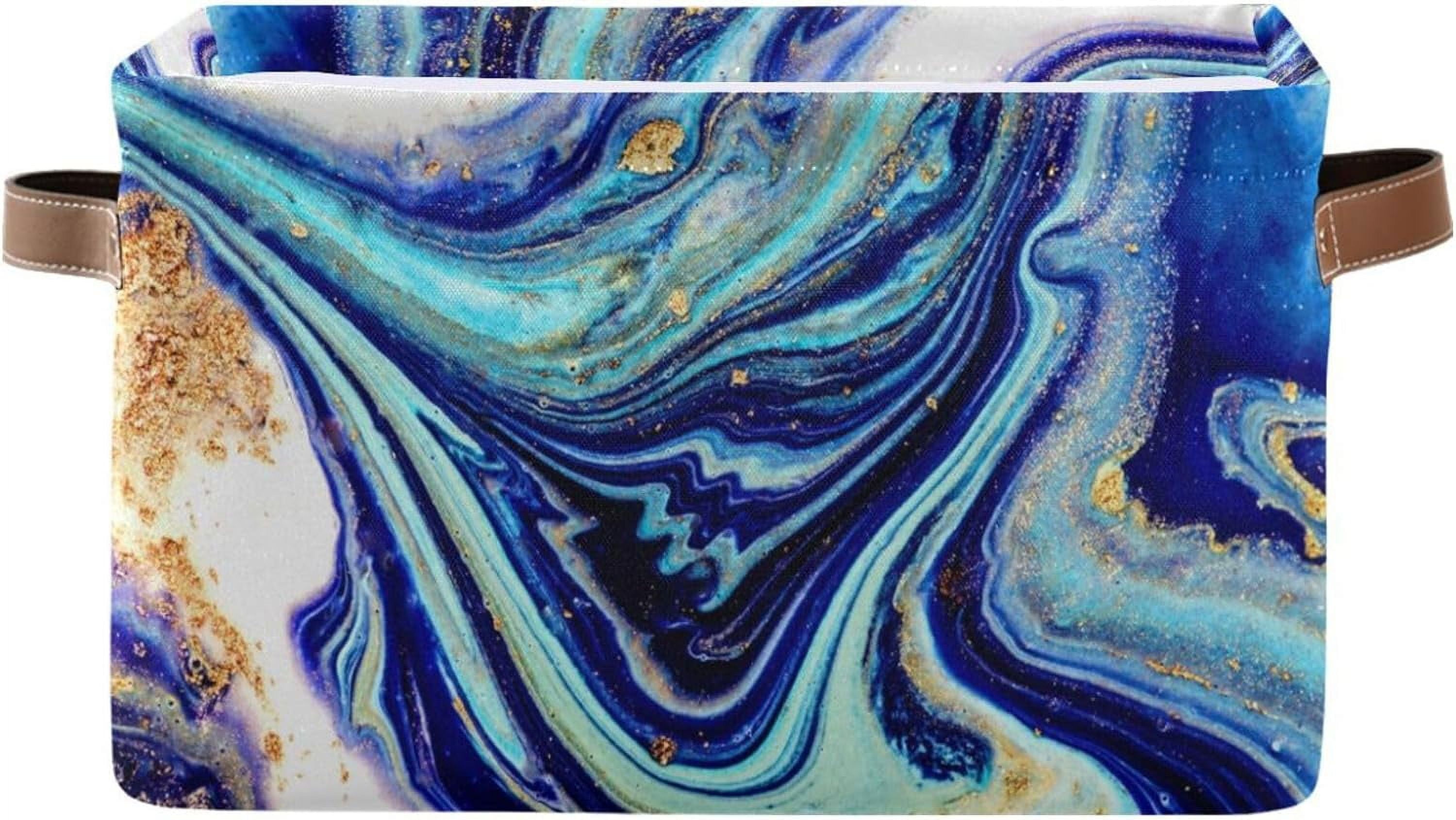 FREEAMG Colorful Marble Texture Large Square Storage Basket Bin with ...