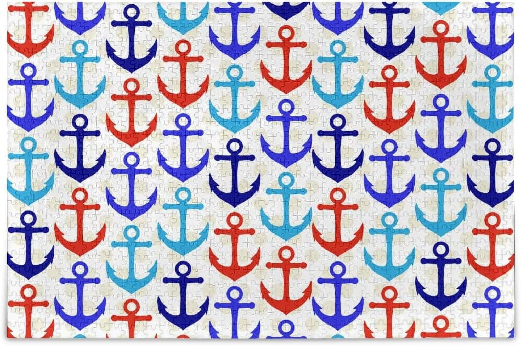 FREEAMG Colorful Nautical Theme Anchor Pattern Jigsaw Puzzles 1000 ...