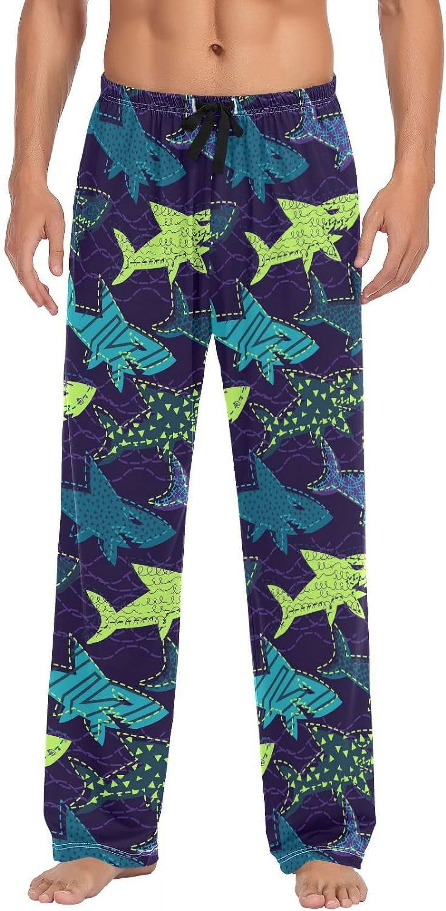 FREEAMG Colorful Shark Pajama Pants for Men, Men's Separate Bottoms ...