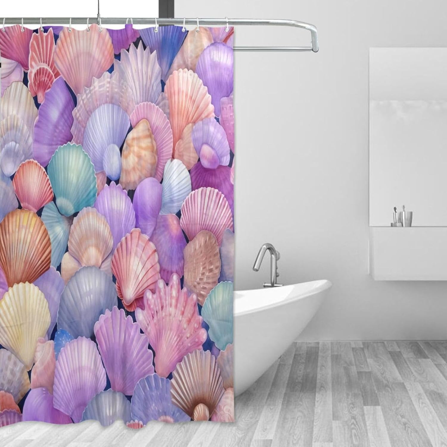 FREEAMG Colorful Shells Shower Curtain Waterproof Washable Shower Bath ...