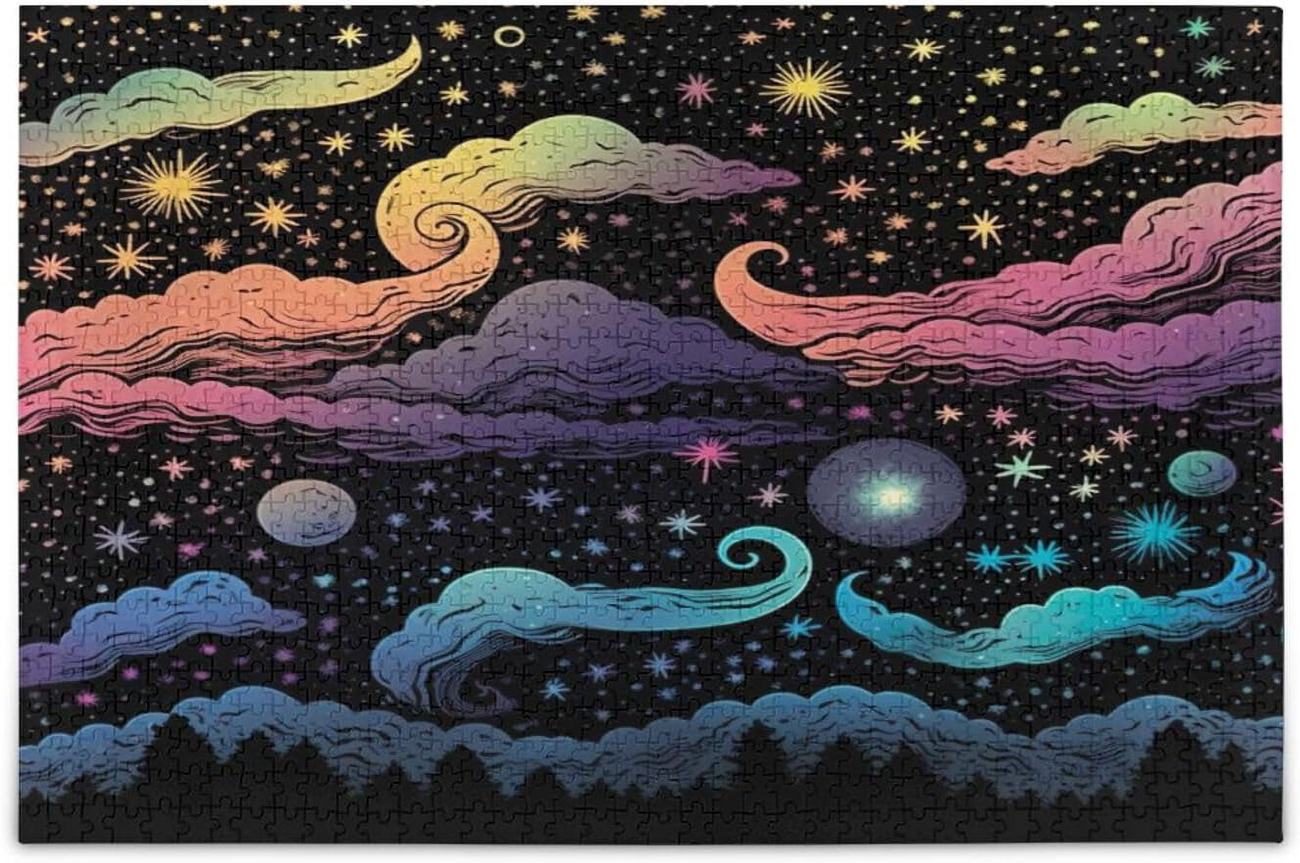 FREEAMG Colorful Sky Moon Puzzle 500 Pieces - Wooden Jigsaw Puzzles for ...
