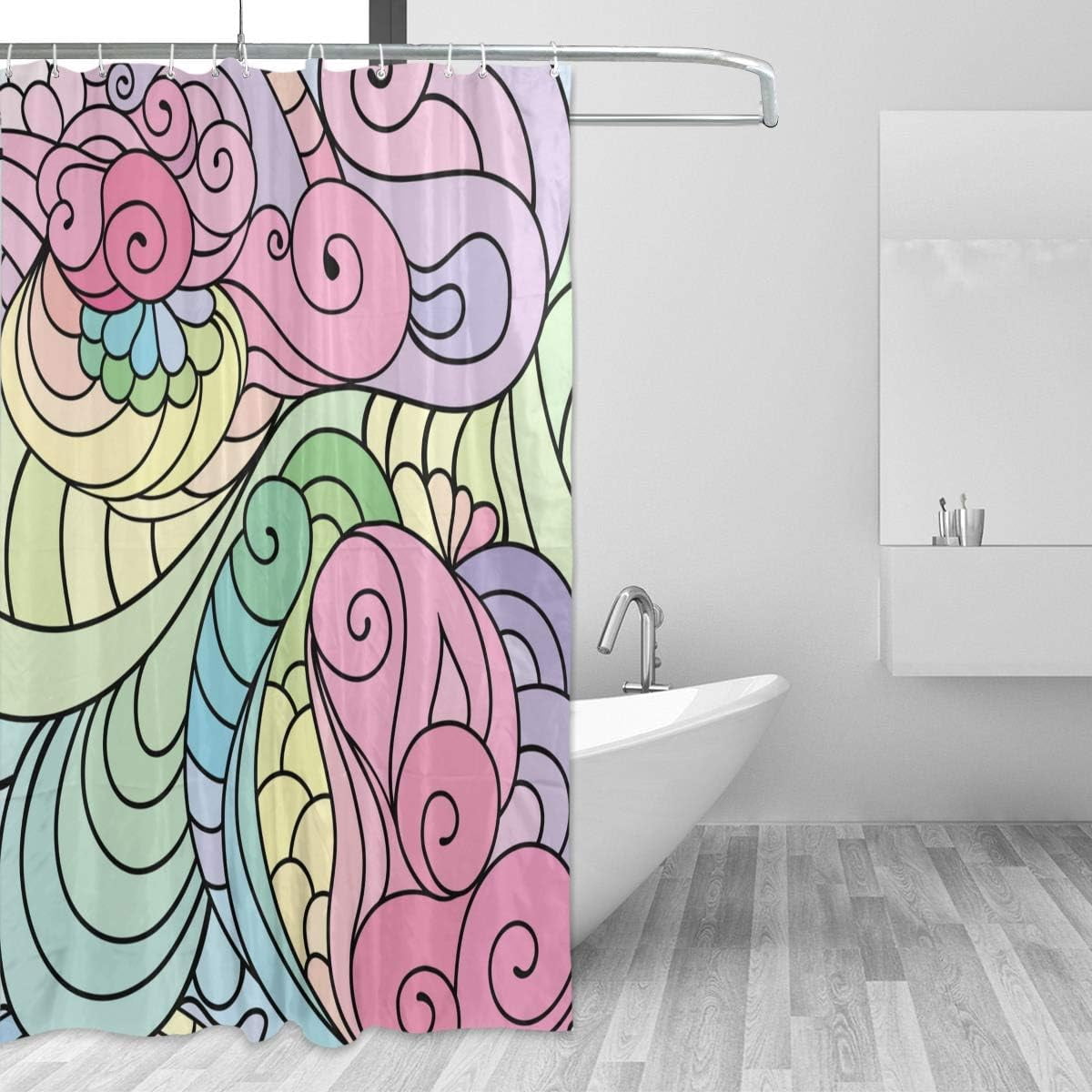 FREEAMG Colorful Waves Pink Shower Curtain Liner, 72 x 72 Waterproof ...