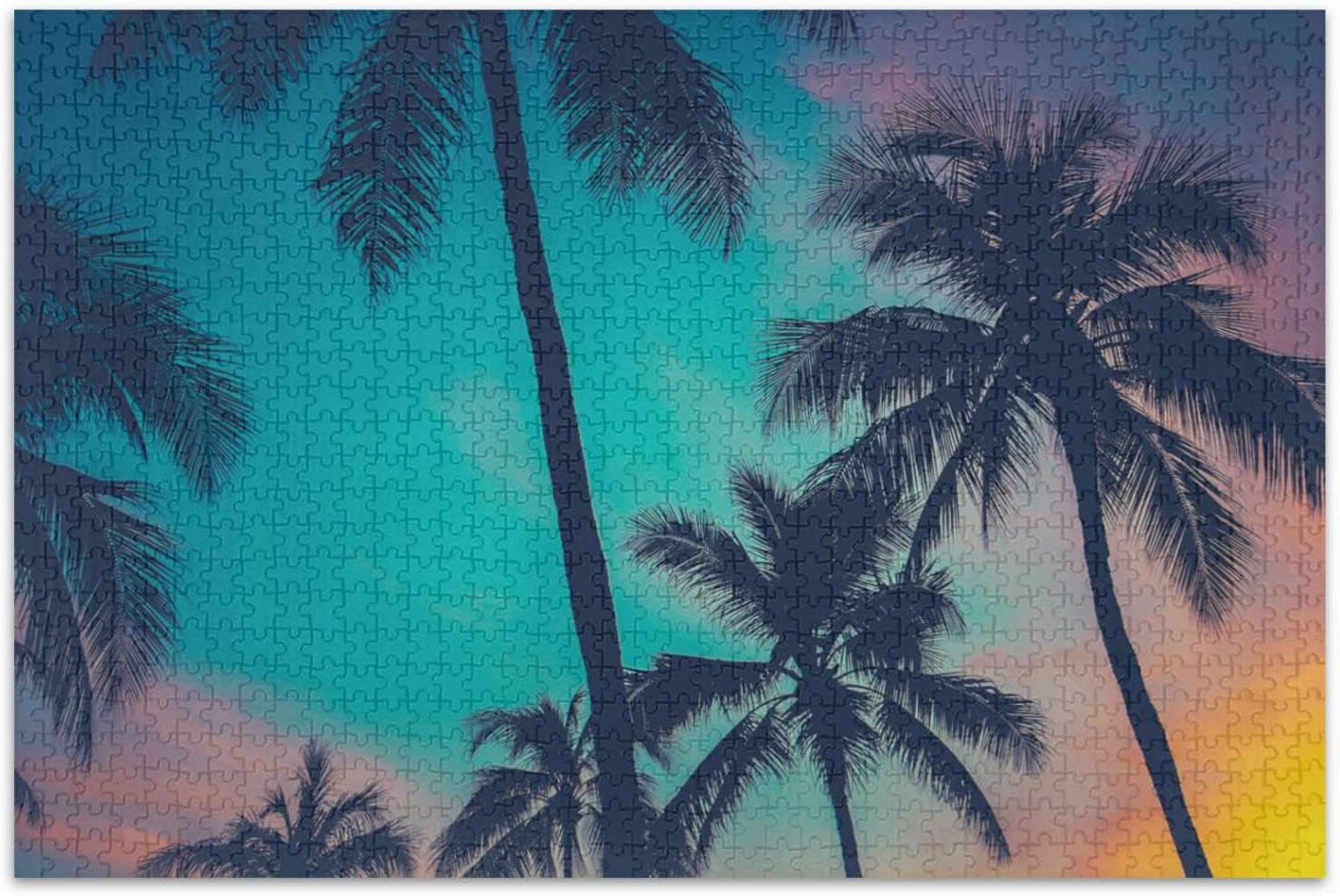 FREEAMG Colour Retro Coconut Tree 500 Piece Jigsaw Puzzle, Wall Artwork ...