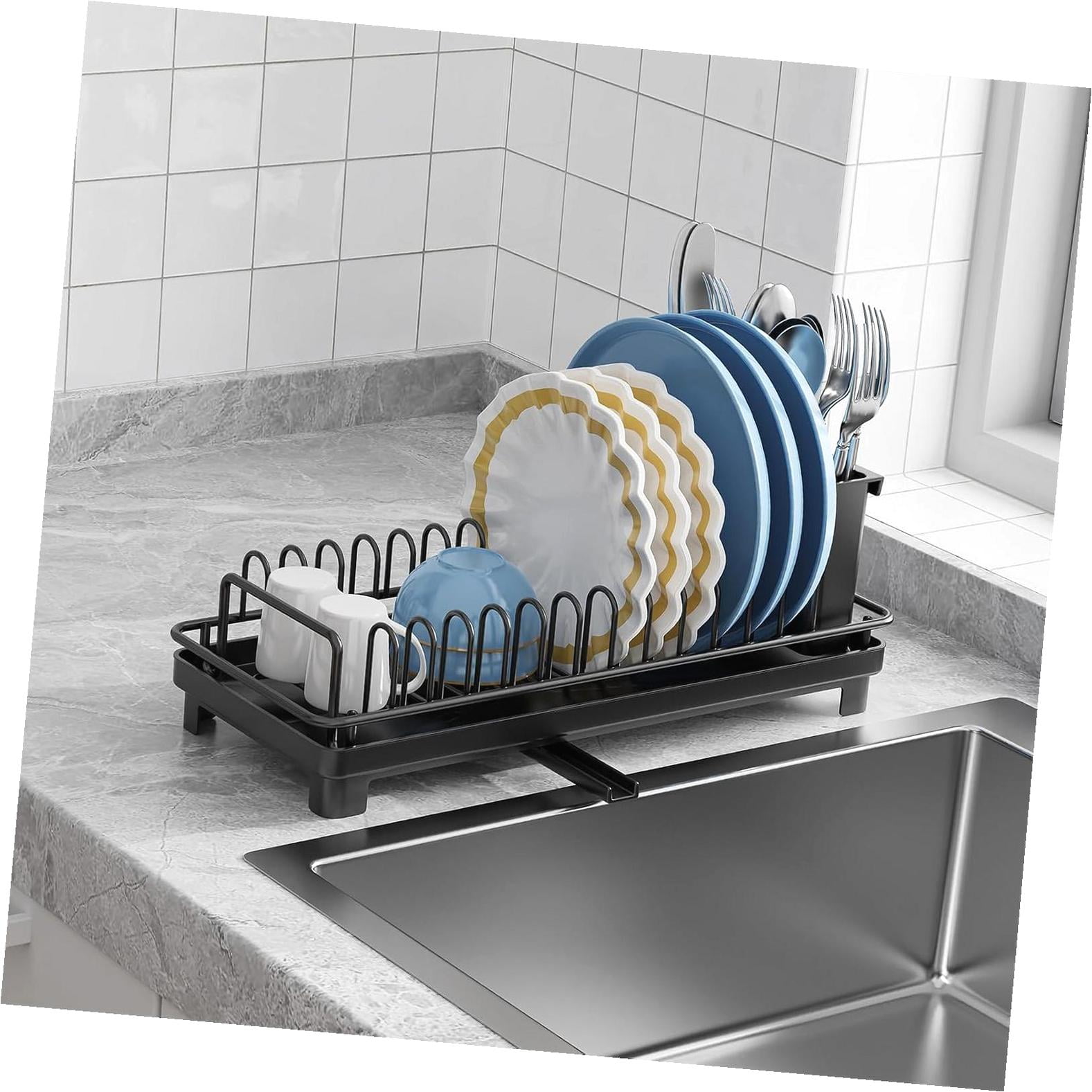 FREEAMG Compact Dish Drying Rack, Space-Saving Dish Rack with Drain ...