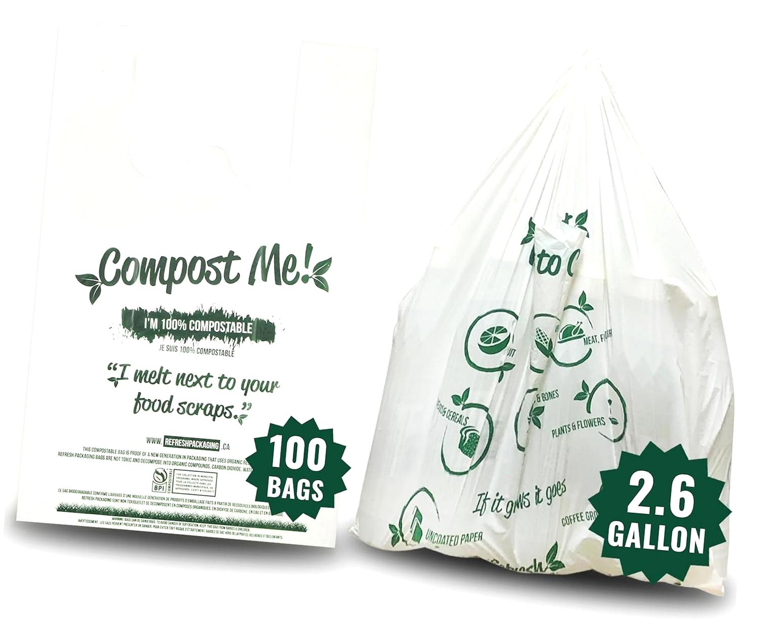 FREEAMG Compost Bags - 100% Certified Kitchen Waste Bags for Shopping ...