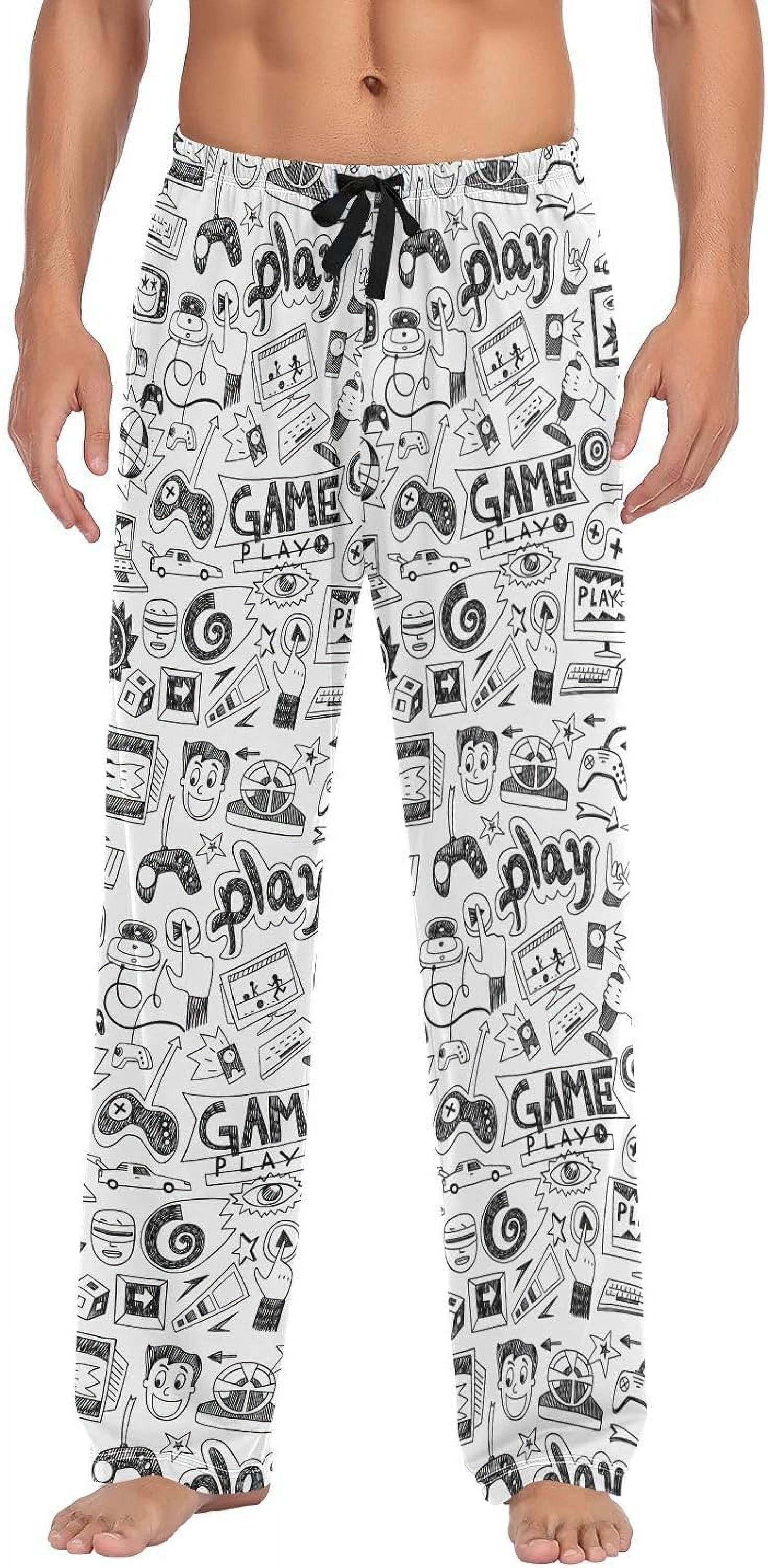 FREEAMG Computer Game Doodles Pajama Pants for Men, Men's Separate ...
