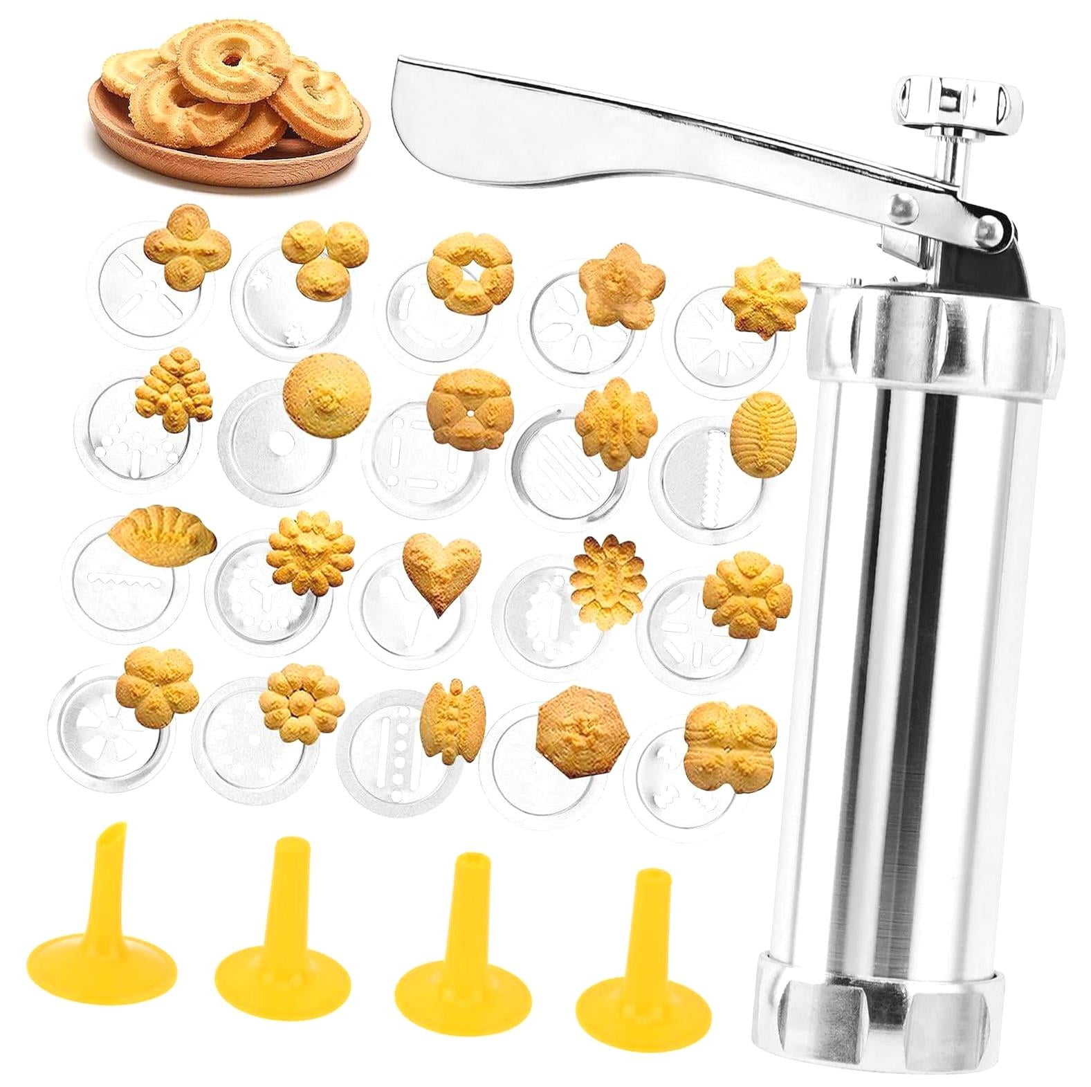 FREEAMG Cookie Press, Baking Cookie Press with 4 Piping Tips and 20 Cookie Discs, Metal Cookie ...