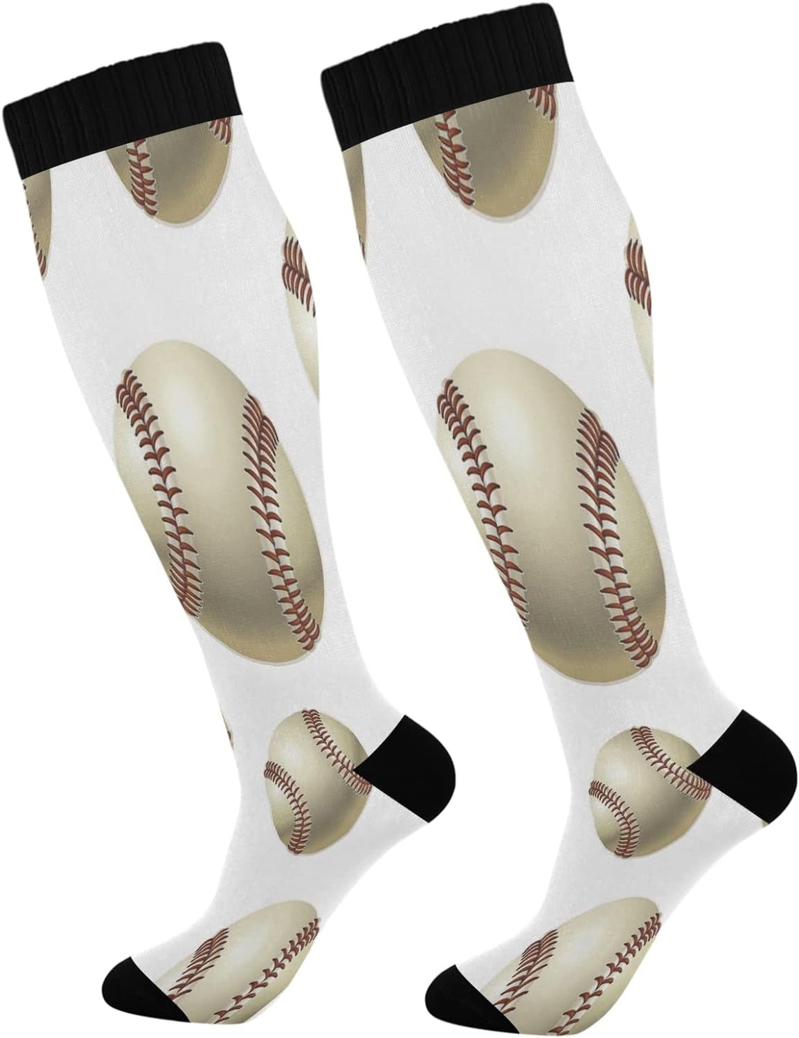 FREEAMG Cool Baseball Compression Socks for Women Men,Knee High ...