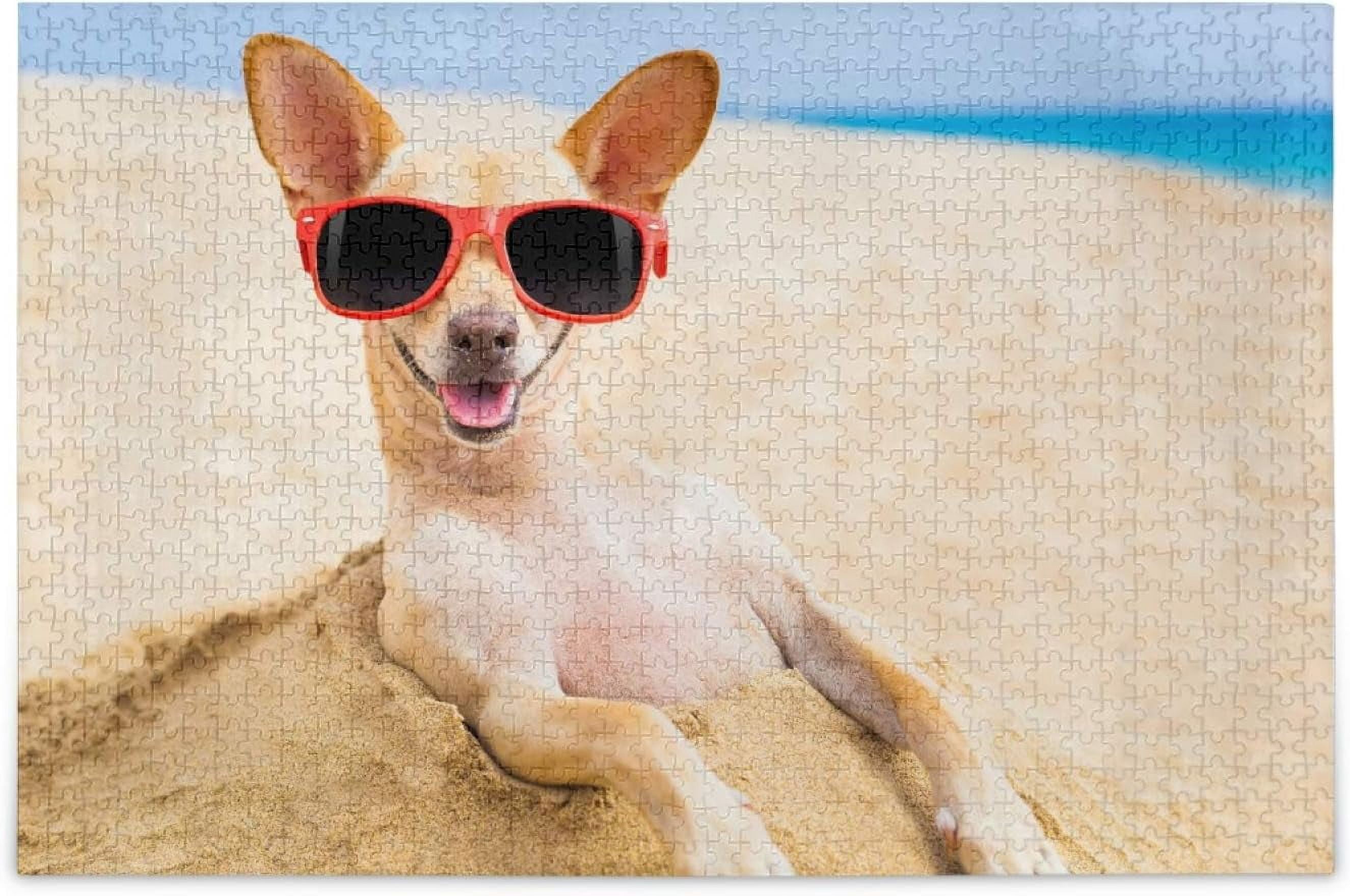 FREEAMG Cool Chihuahua Dog at Beach Puzzle for Adults 1000 Piece ...