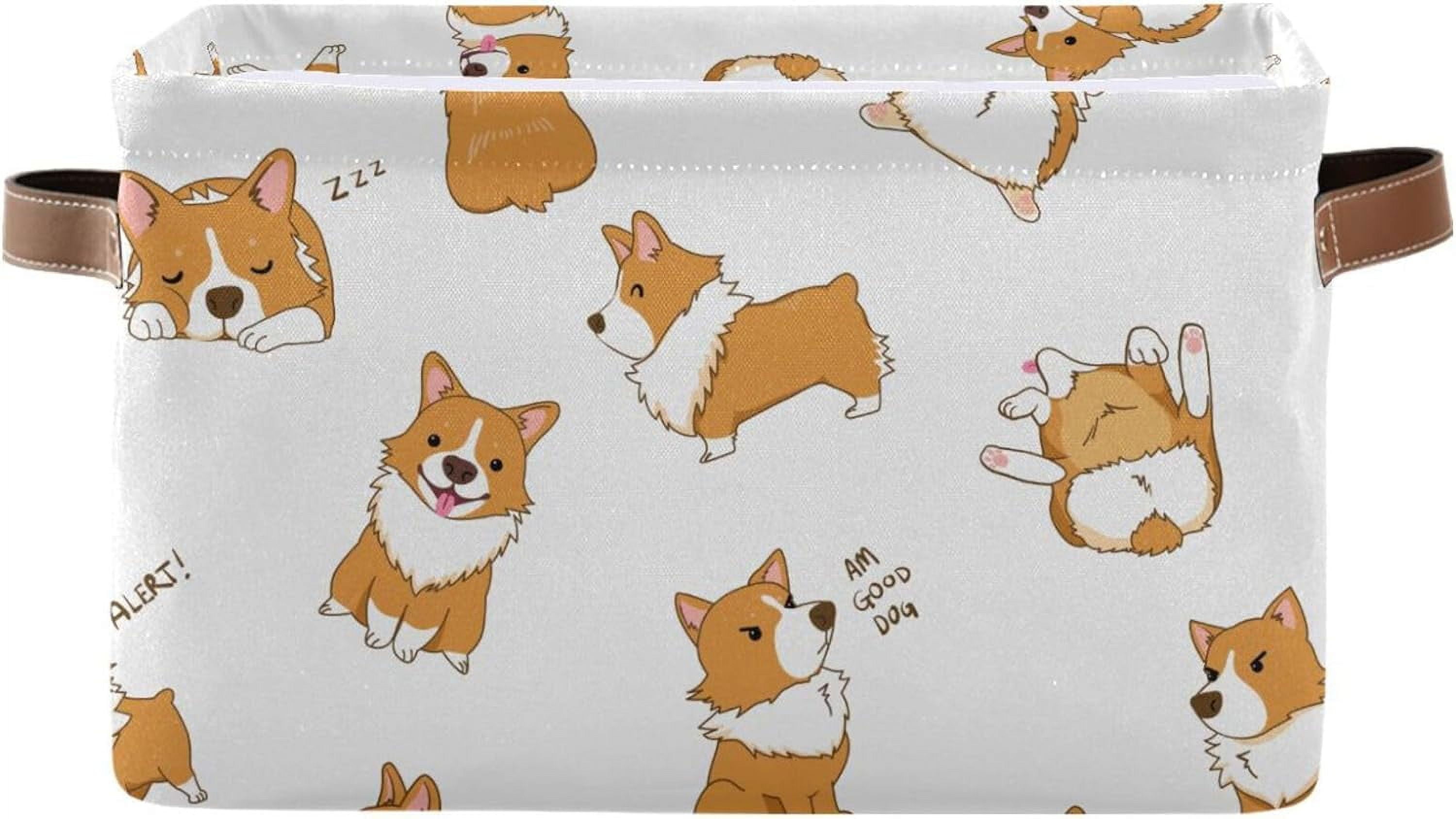 FREEAMG Corgi Storage Basket, Durable Canvas Organizer With Handles ...