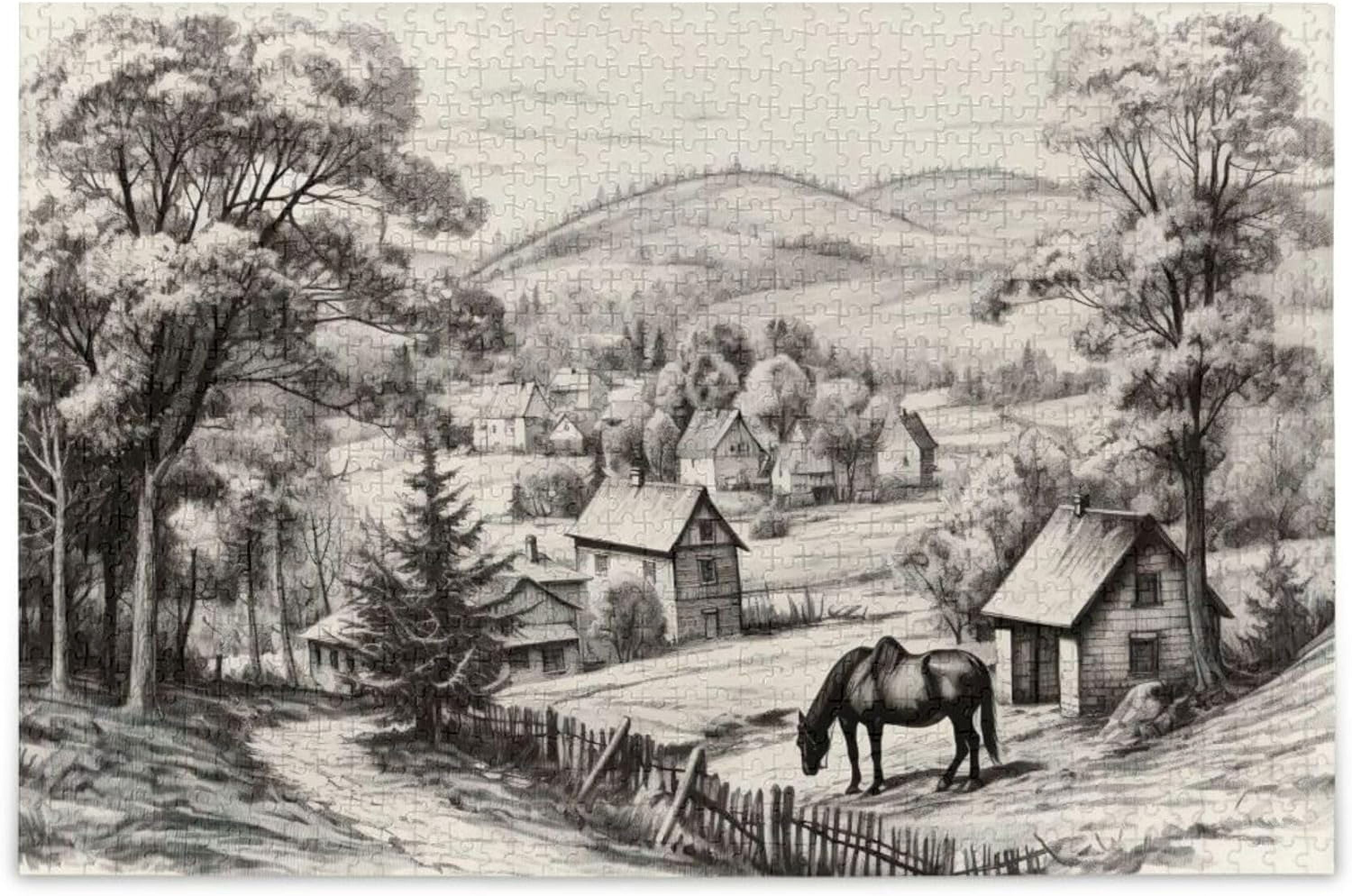 FREEAMG Countryside View Puzzle for Children Adult 1000 Piece Jigsaw ...