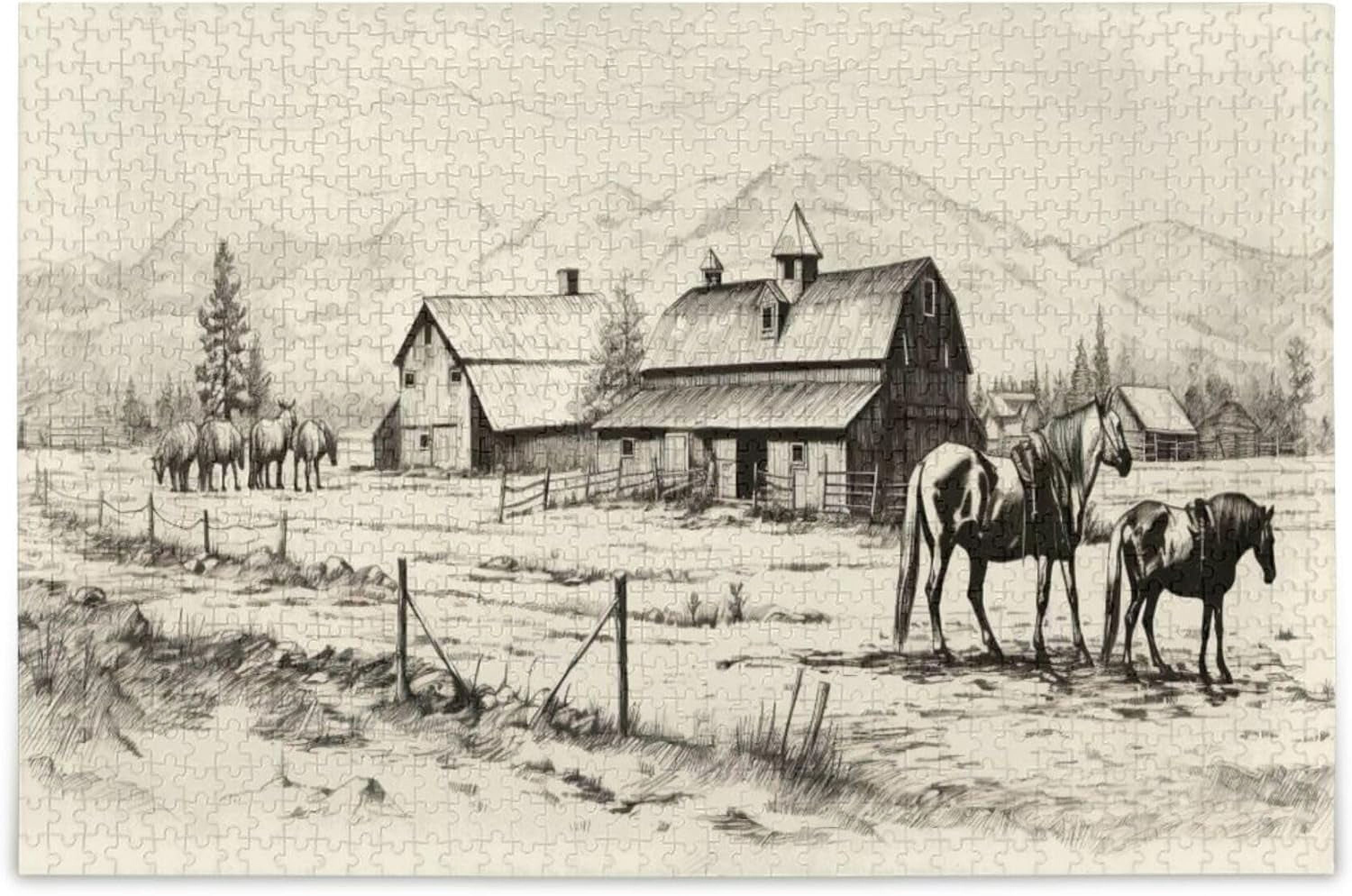 FREEAMG Countryside View Puzzle for Children Adult 1000 Piece Jigsaw ...