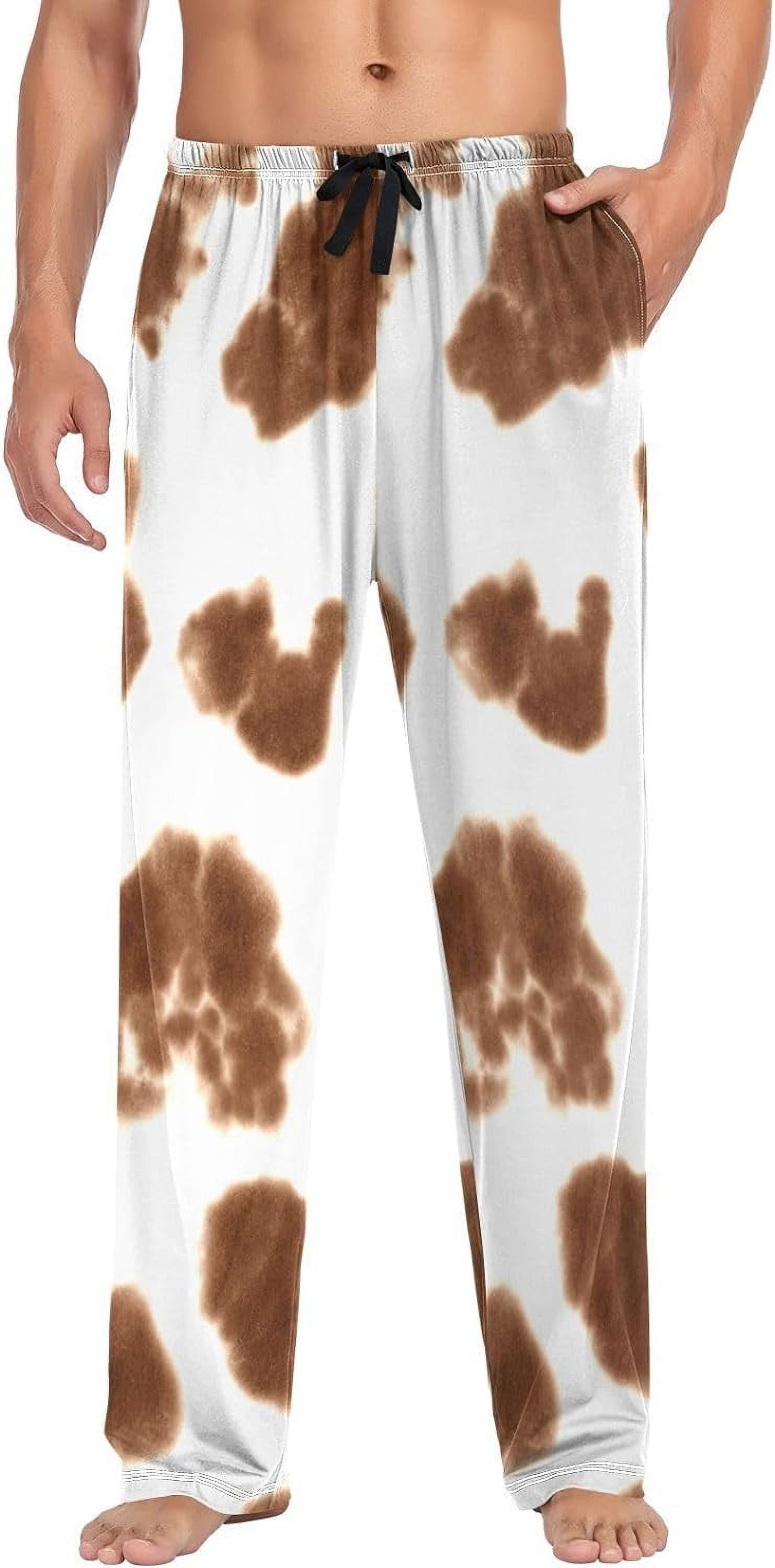 FREEAMG Cow Cotton Pajama Pant for Men, Super Soft Lightweight Lounge ...