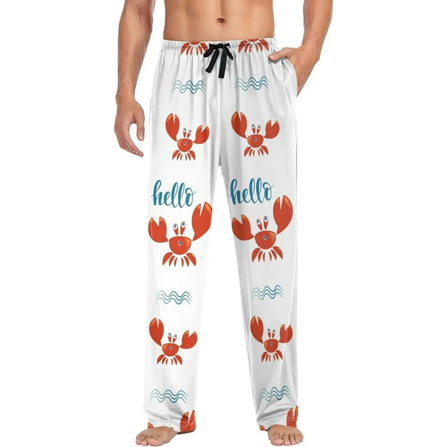 FREEAMG Crabs Cotton Pajama Pant for Men, Super Soft Lightweight Lounge ...