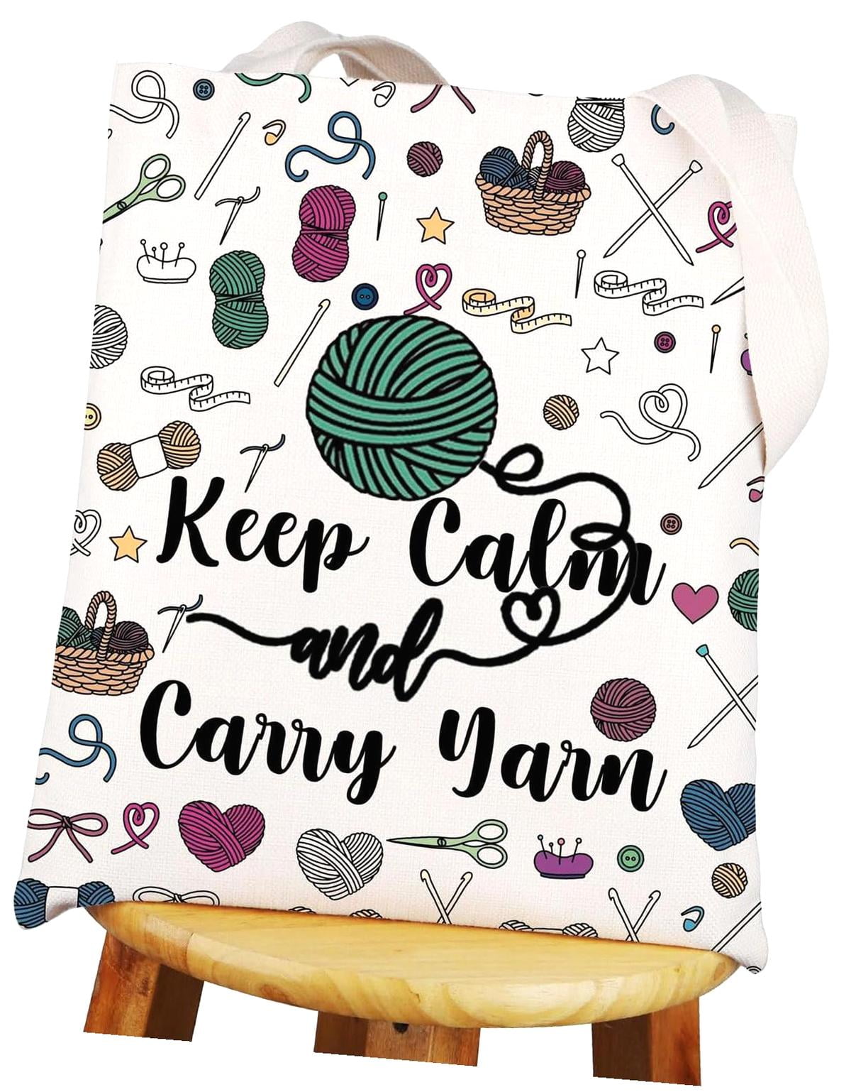 FREEAMG Crochet Tote Bag For Enthusiasts - Knitting Shoulder Bag For Yarn Lovers, Keep Calm And ...