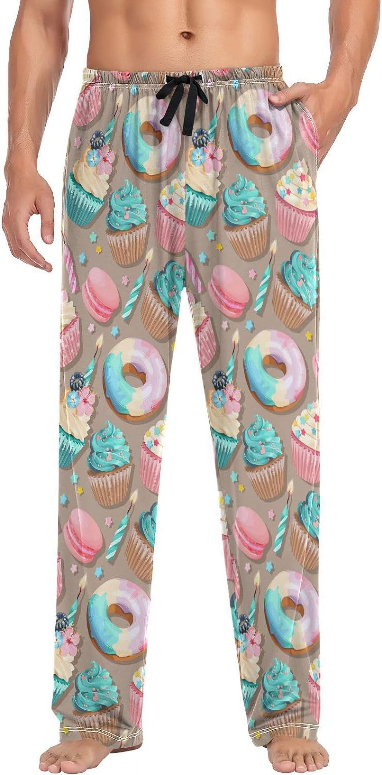FREEAMG Cupcakes and Donuts Pajama Pants for Men, Men's Separate ...