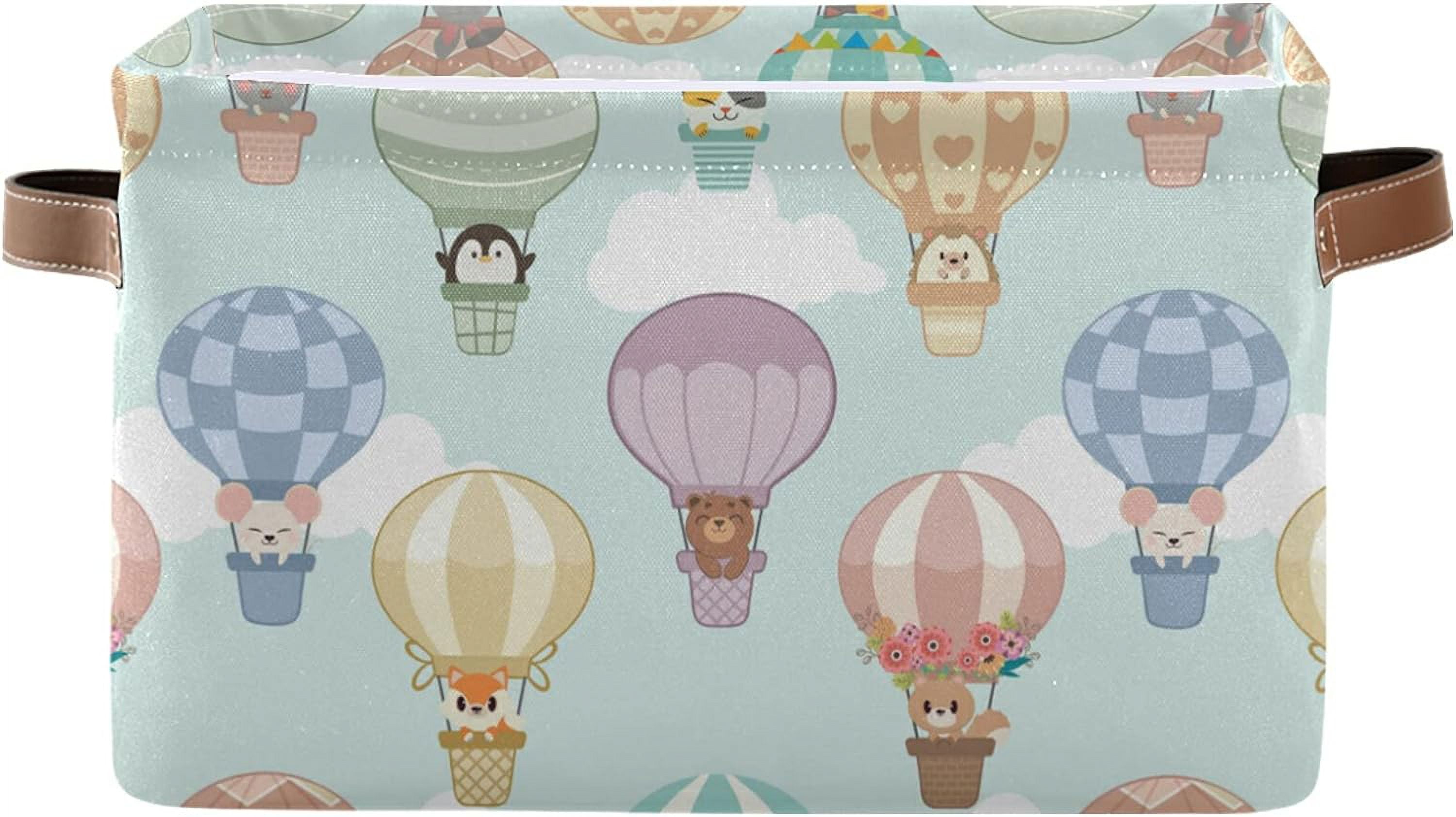 FREEAMG Cute Animals Air Balloon Storage Bin for Toy Storage Basket ...