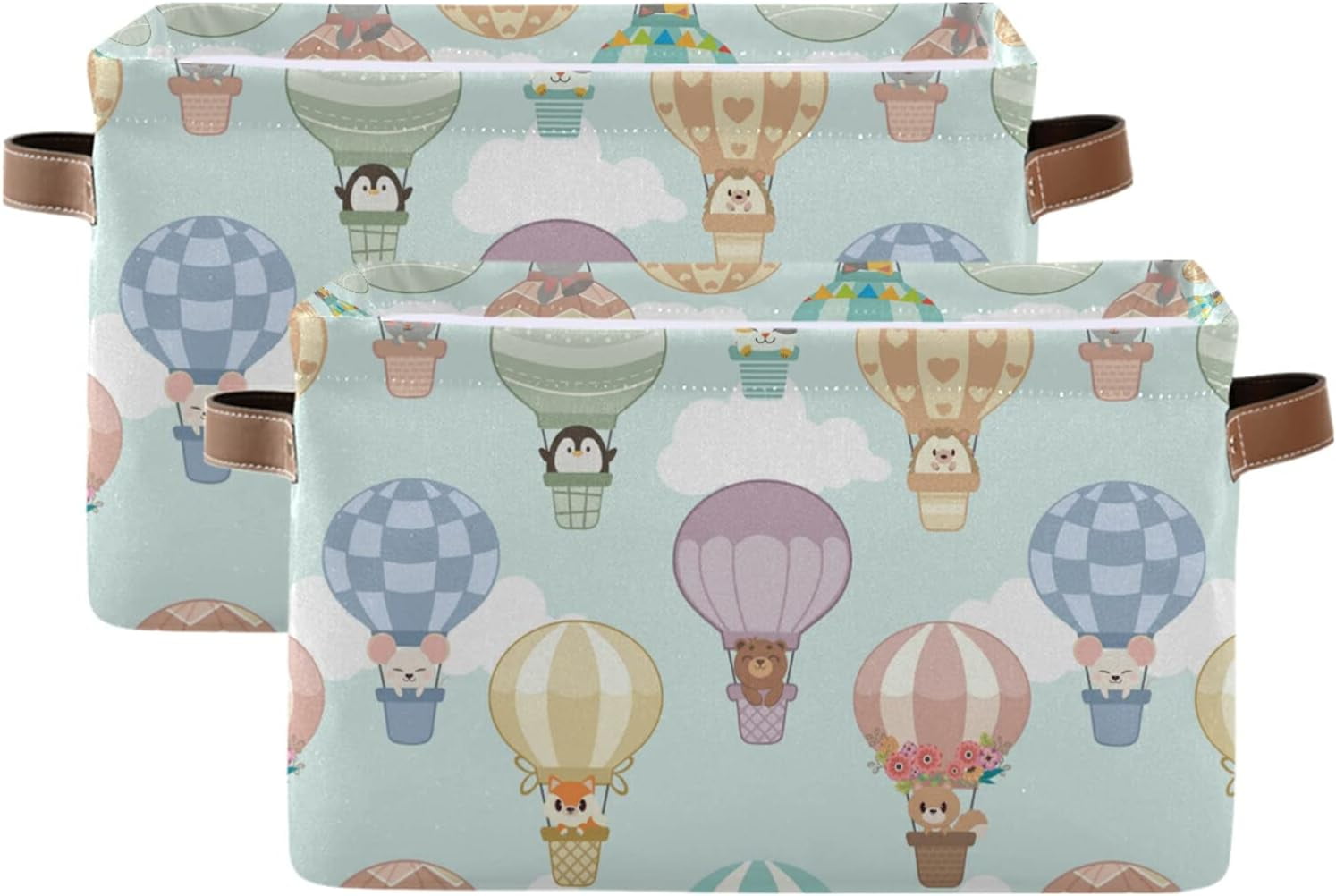 FREEAMG Cute Animals Air Balloon Storage Bin for Toy Storage Basket ...