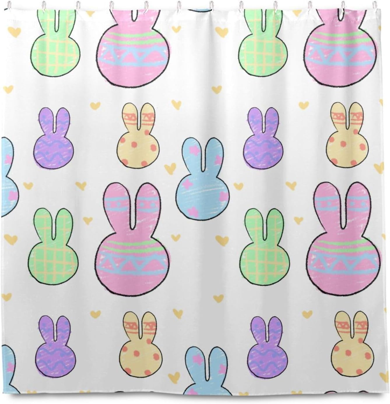 FREEAMG Cute Bunny Easter Shower Curtain - 72x72 Inch Waterproof Fabric ...