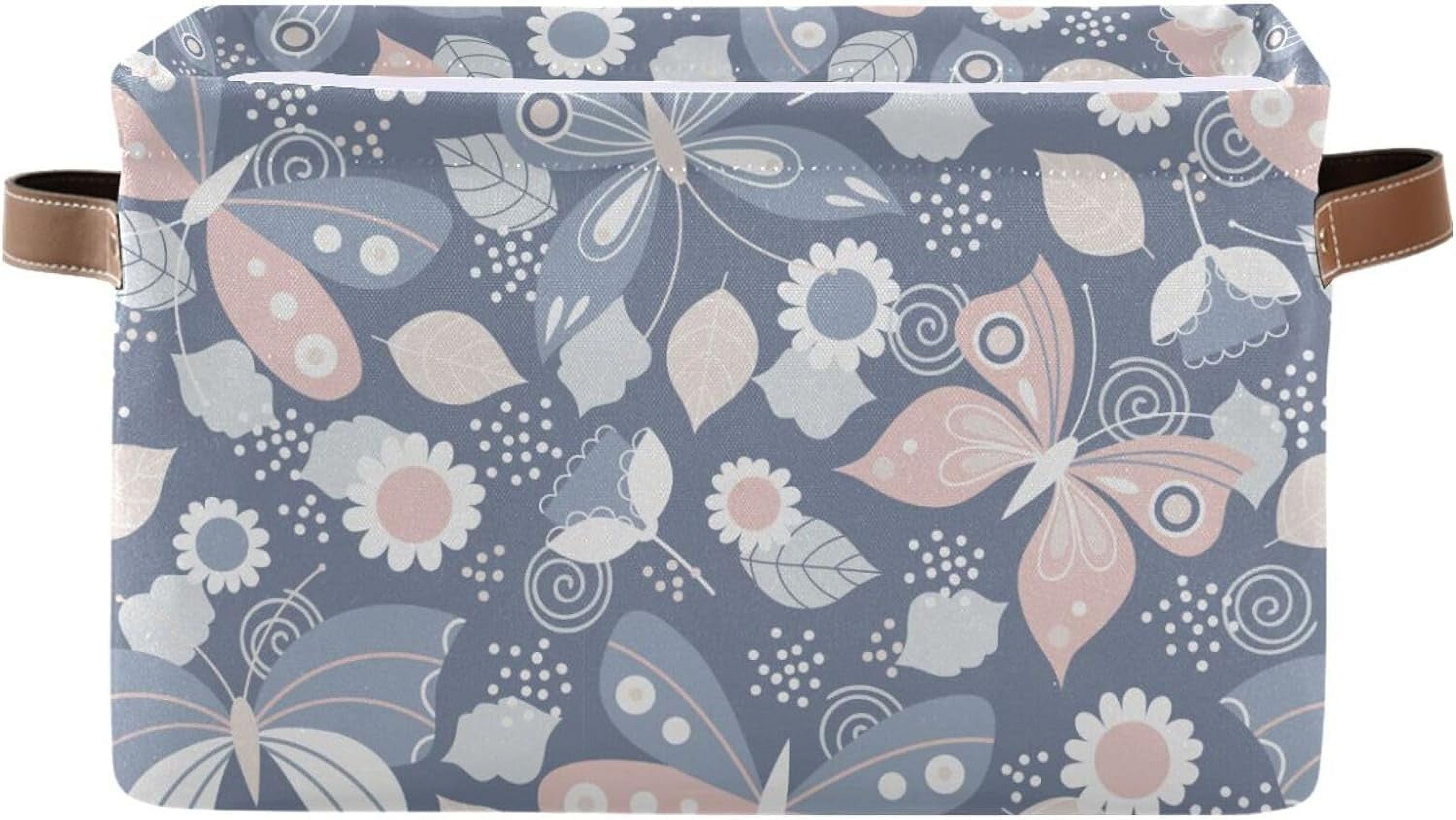 FREEAMG Cute Butterflies Storage Basket, Durable Canvas Organizer With ...