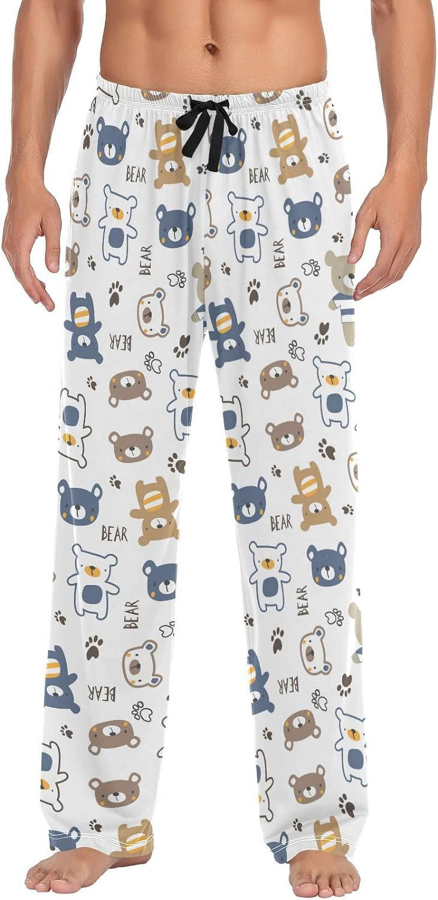 FREEAMG Cute Cartoon Bear Pajama Pants for Men, Men's Separate Bottoms ...