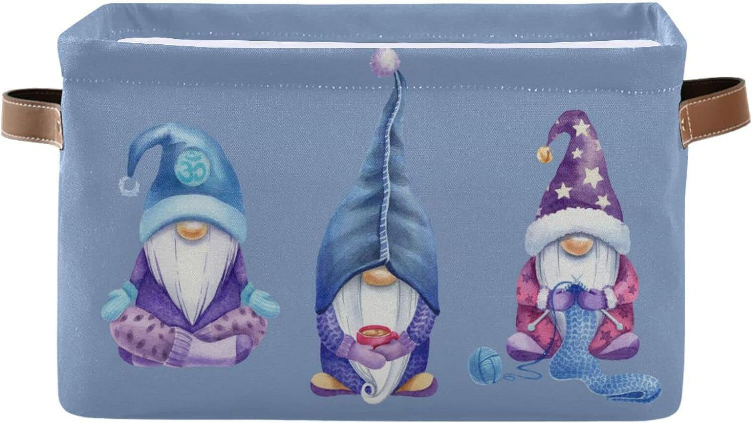 FREEAMG Cute Cartoon Gnome Large Square Storage Basket Bin with Handles ...