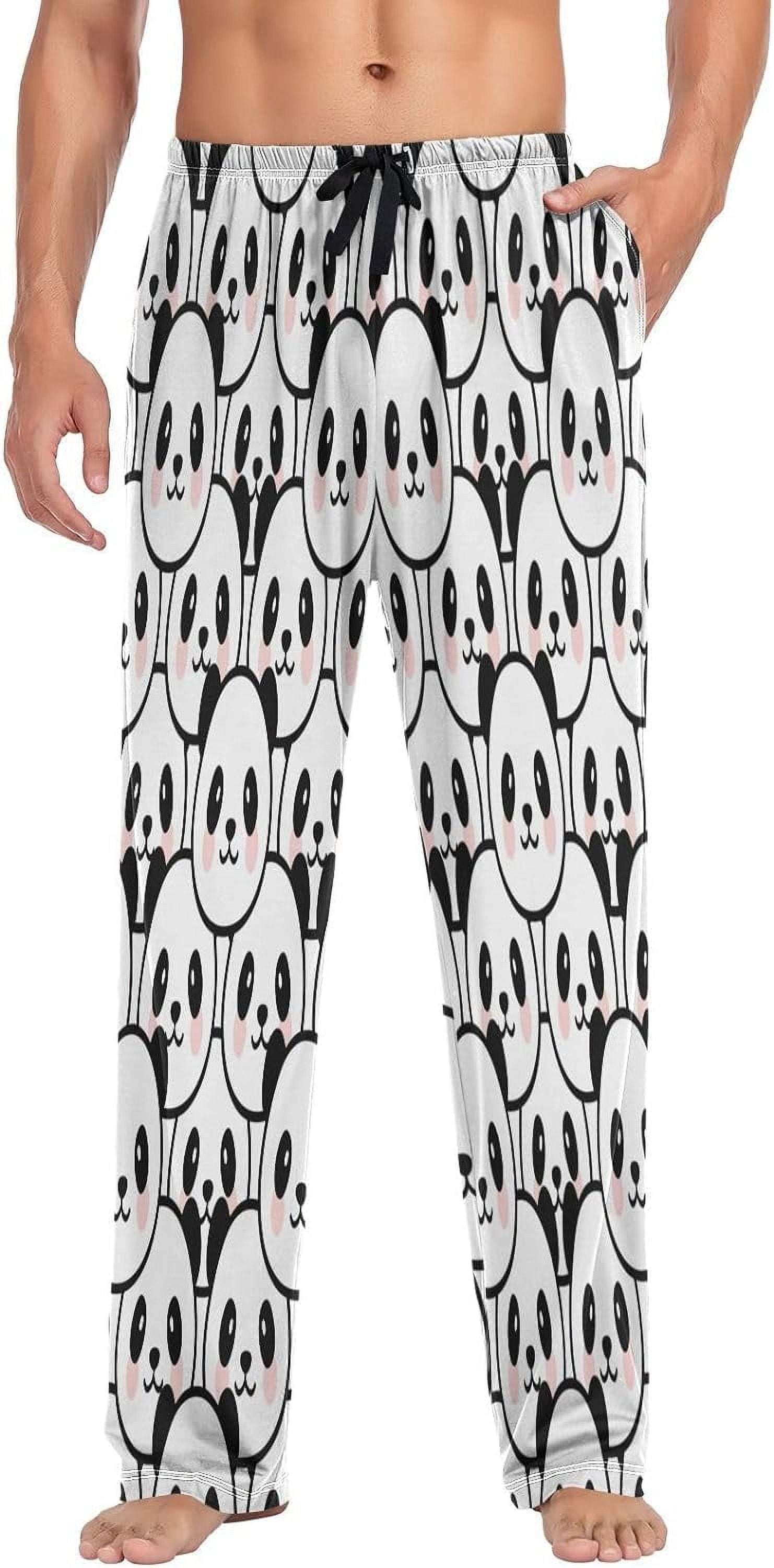 FREEAMG Cute Cartoon Panda Pattern Pajama Pants for Men, Men's Separate ...
