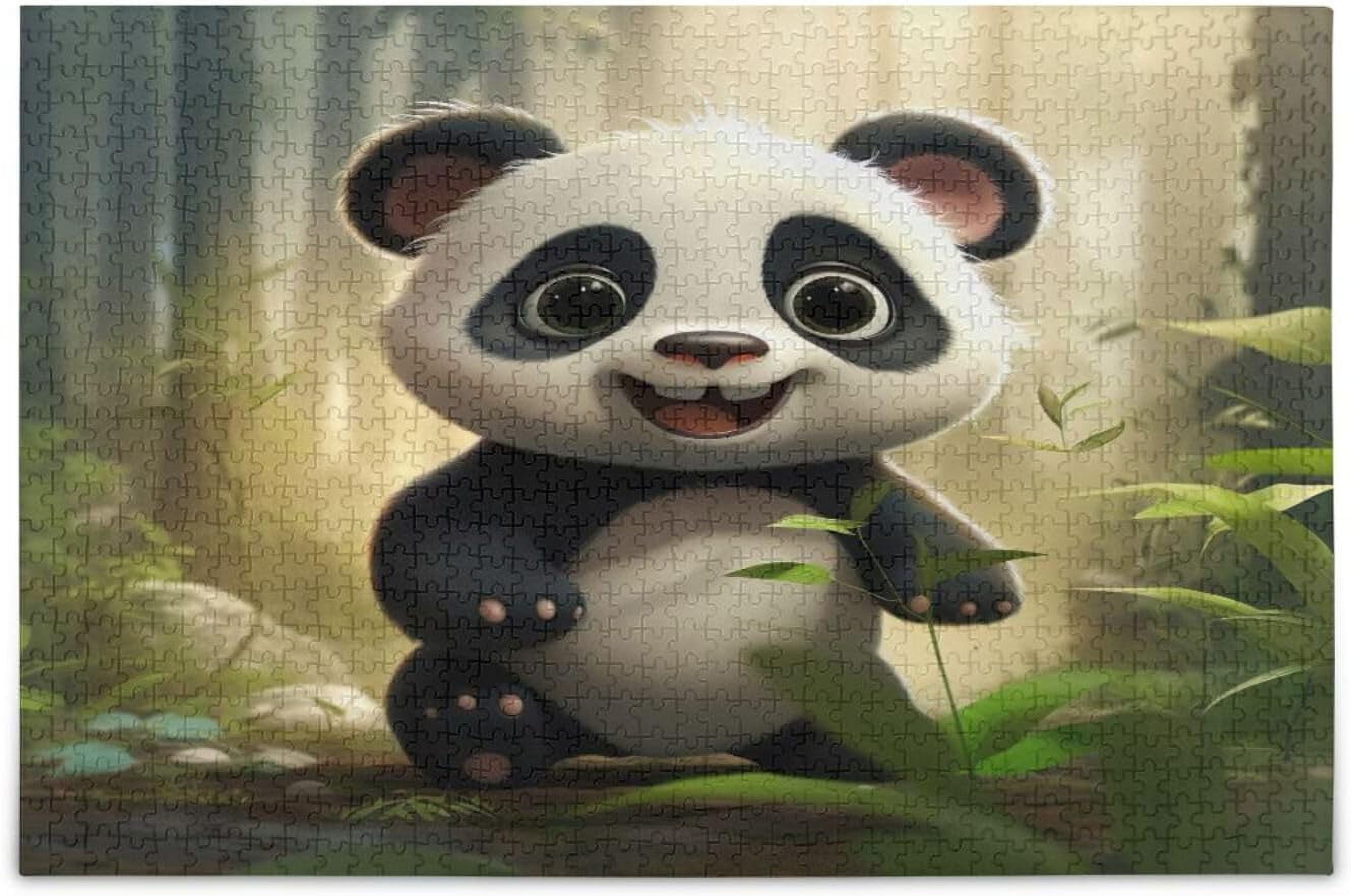 FREEAMG Cute Cartoon Panda Puzzle 500 Pieces - Wooden Jigsaw Puzzles ...