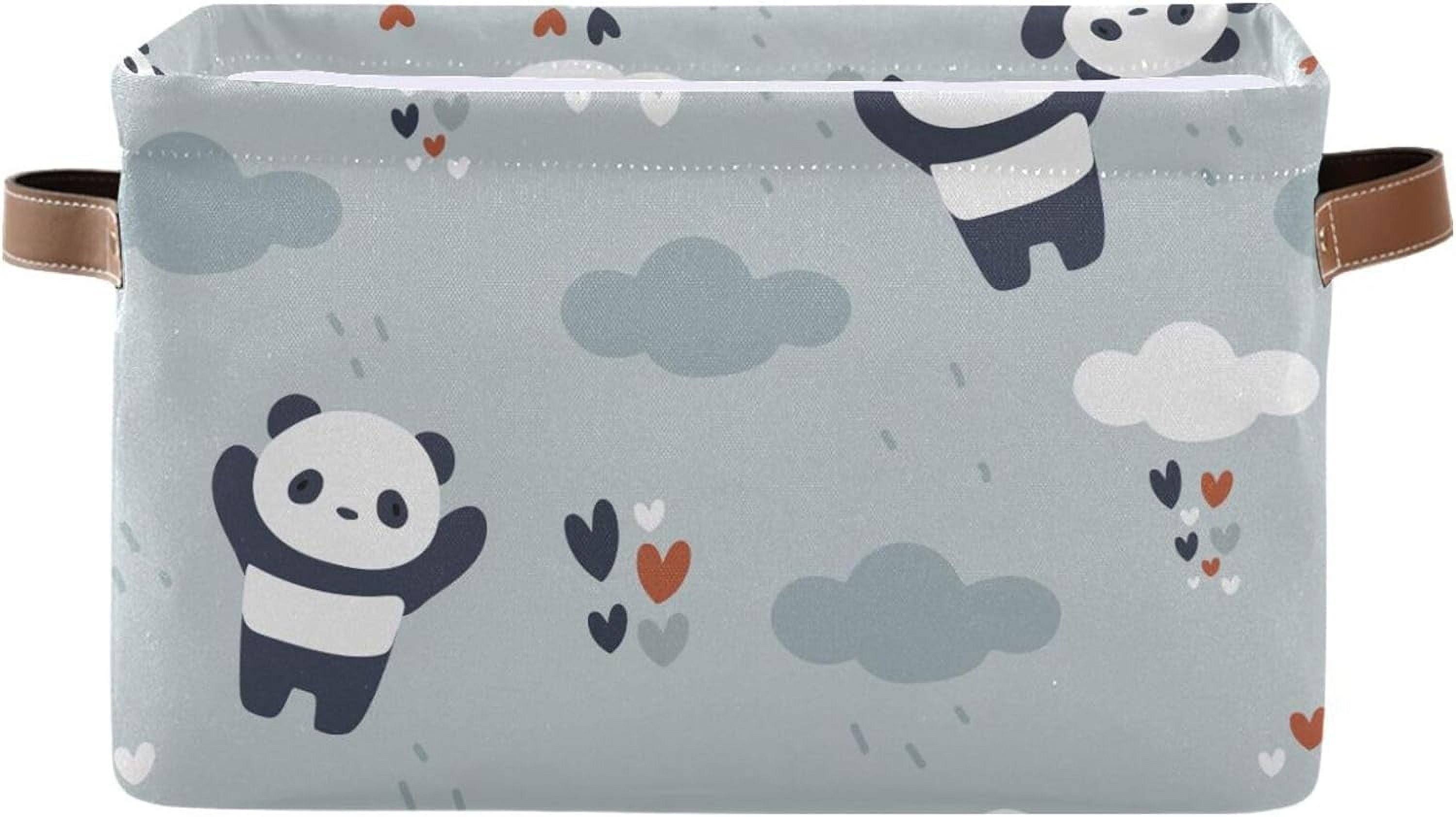 FREEAMG Cute Cartoon Panda Storage Basket, Durable Canvas Organizer ...