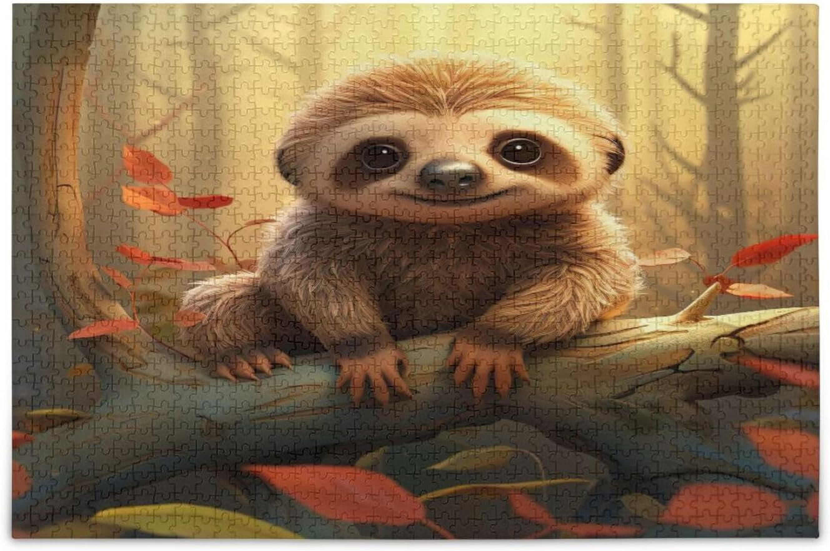 FREEAMG Cute Cartoon Sloth Puzzle 500 Pieces - Wooden Jigsaw Puzzles ...