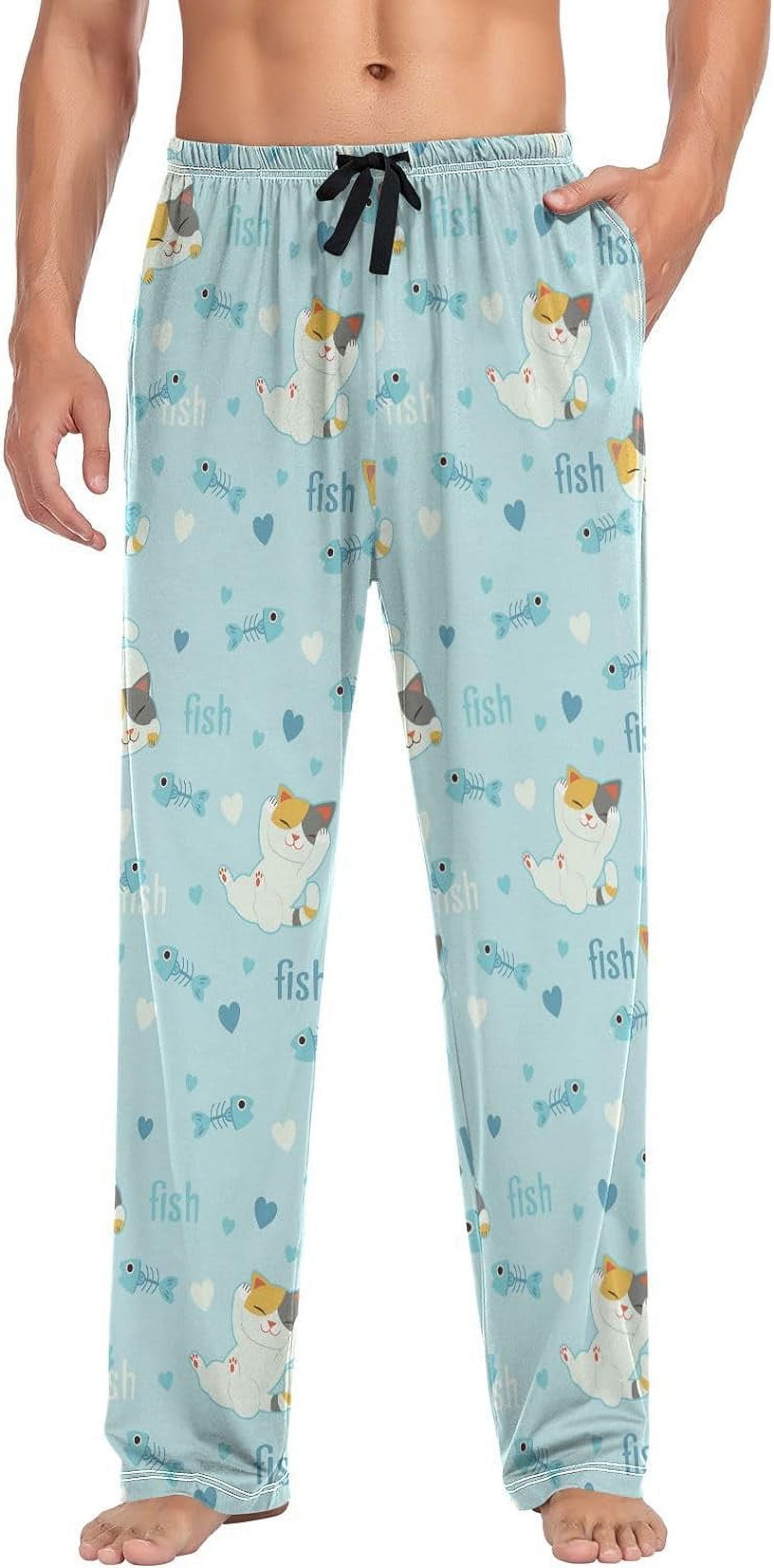 FREEAMG Cute Cat Pajama Pants for Men, Men's Separate Bottoms, Pure ...