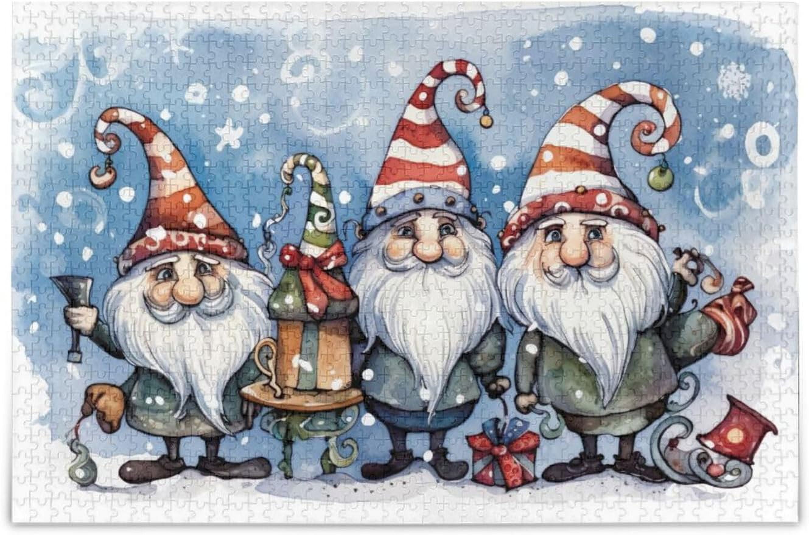 FREEAMG Cute Christmas Gnomes Puzzle 1000 Pieces - Wooden Jigsaw ...