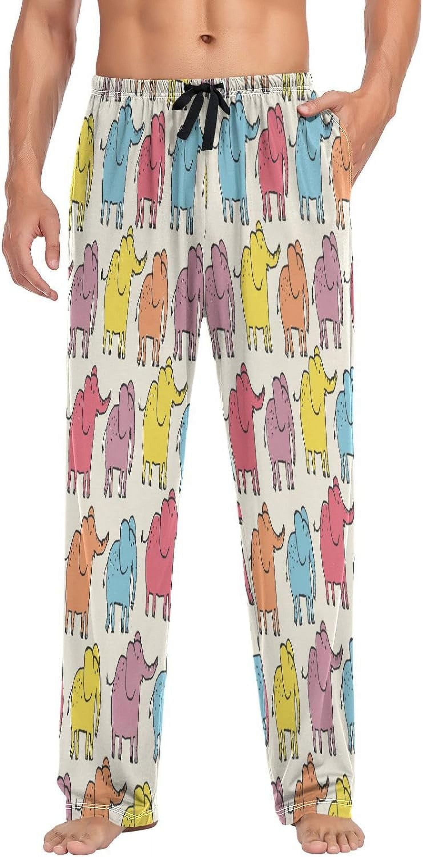 FREEAMG Cute Color Elephants Pajama Pants for Men, Men's Separate ...